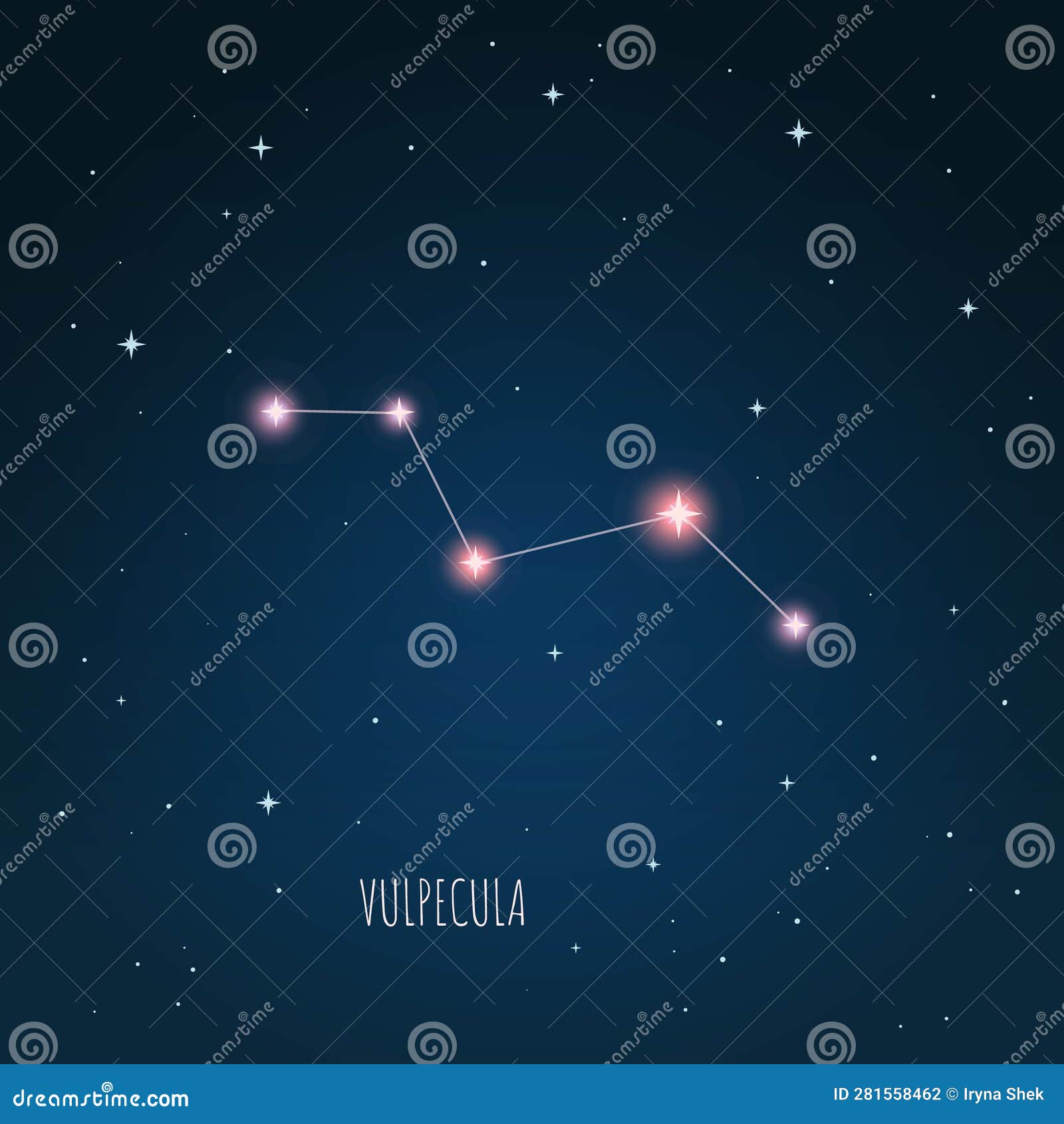 Constellation Vulpecula Scheme in Starry Sky Space Stock Vector ...