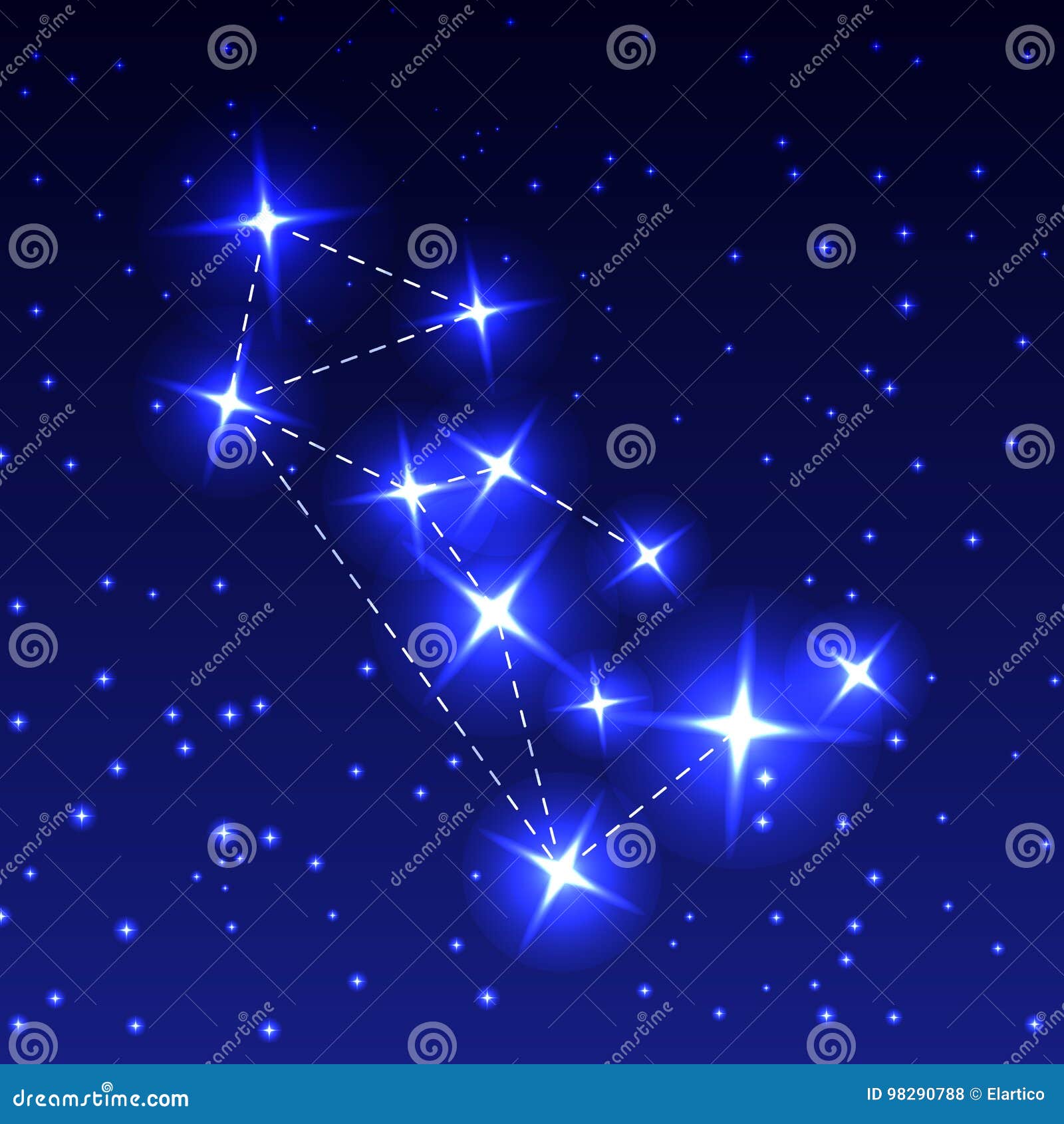 The Constellation of the Wolf in the Night Starry Sky. Vector ...