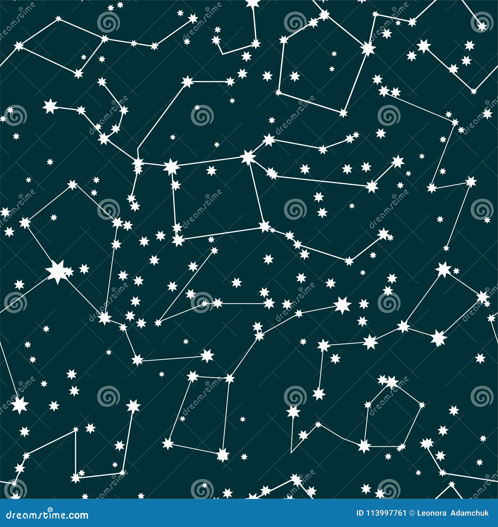 Constellations Background, Sky Map, Stars Pattern. Stock Illustration ...