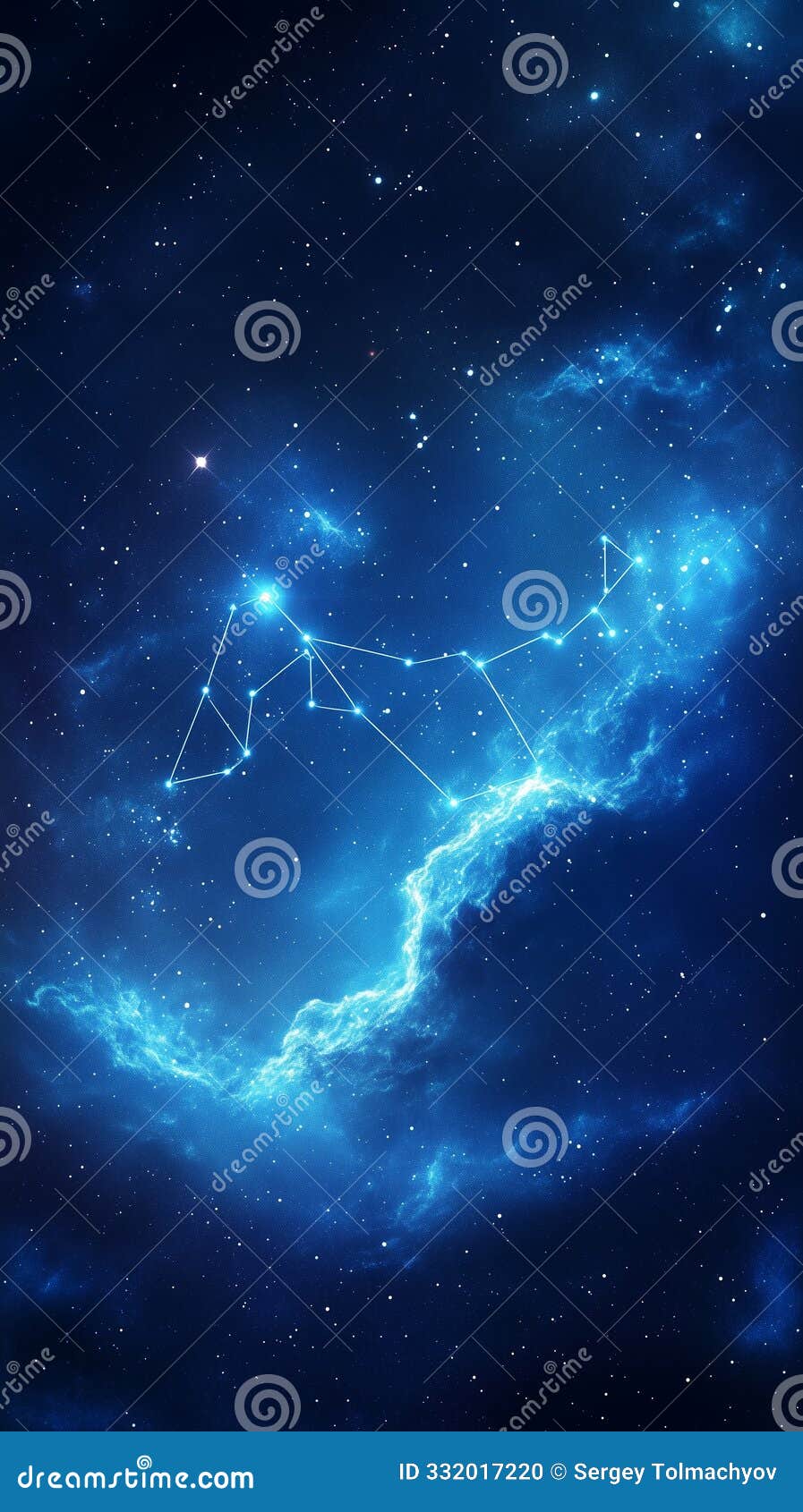 Bright Stars Form Constellations in a Deep Blue Cosmic Background with ...