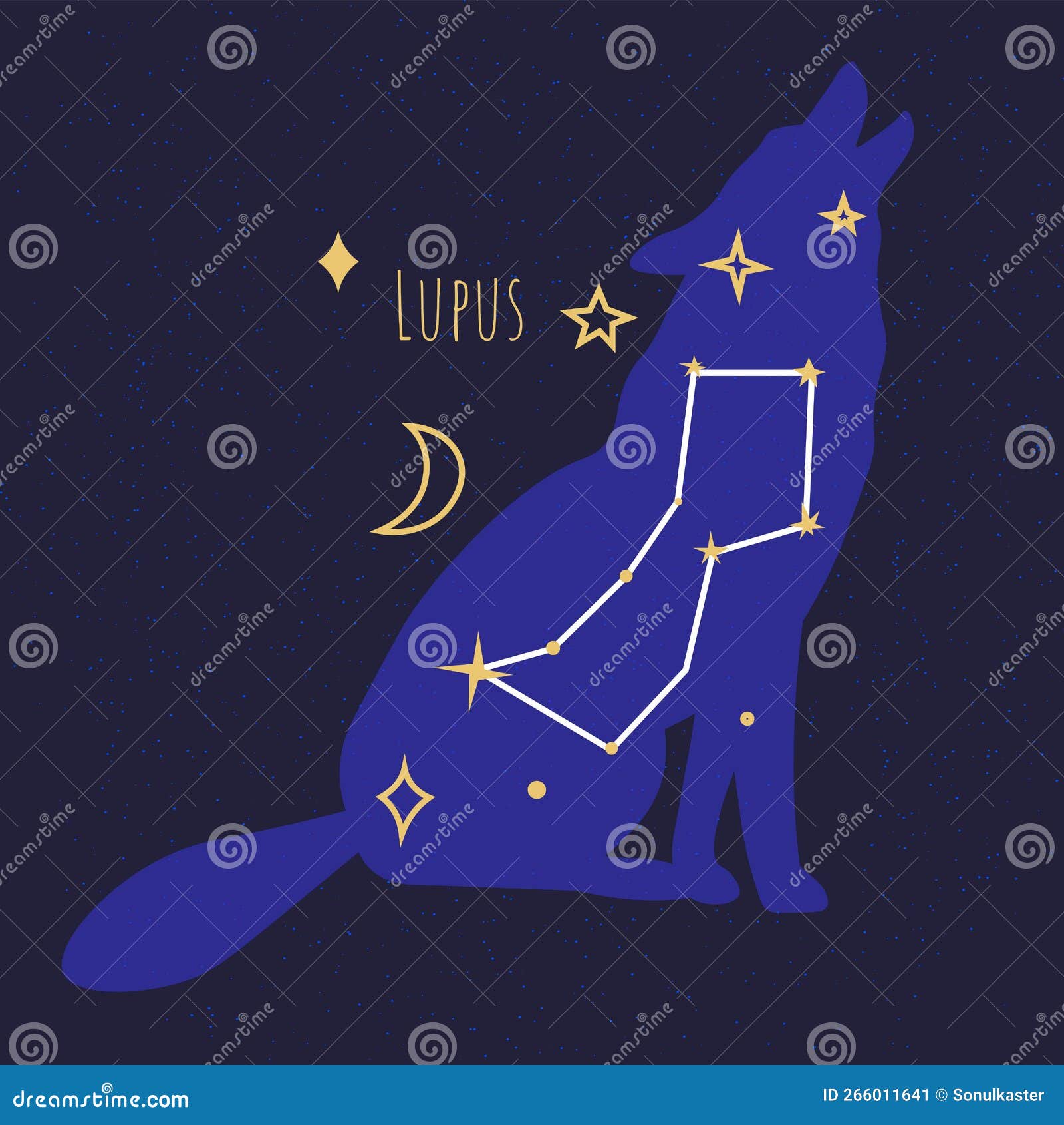 Constellations of Lupus, Star Formation of Wolf Stock Vector ...