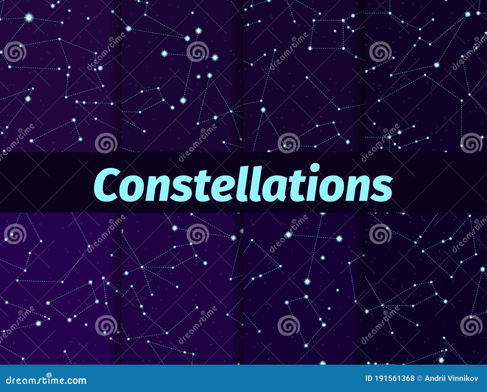 Constellations Seamless Pattern. Night Background With Stars, Planents ...