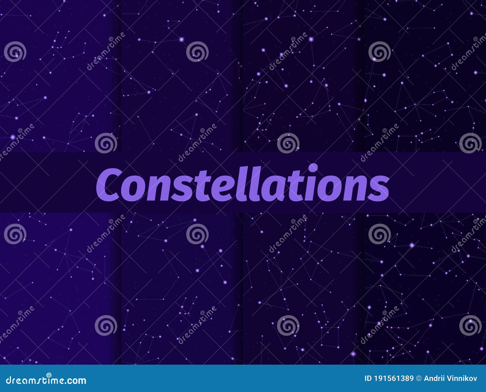 Constellations Seamless Pattern Set. Starry Night Sky Map. Cluster Of ...