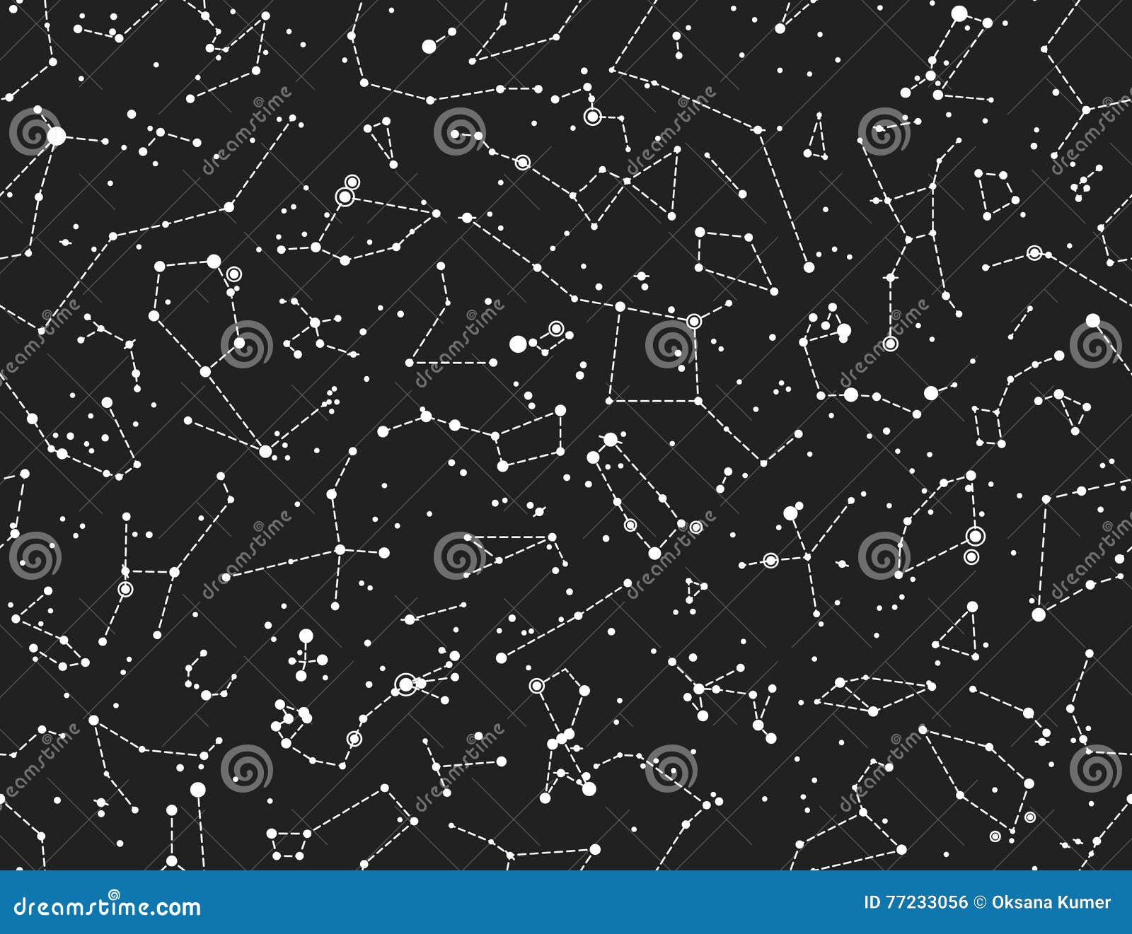 Constellations Seamless Vector Pattern On Dark Sky | CartoonDealer.com ...