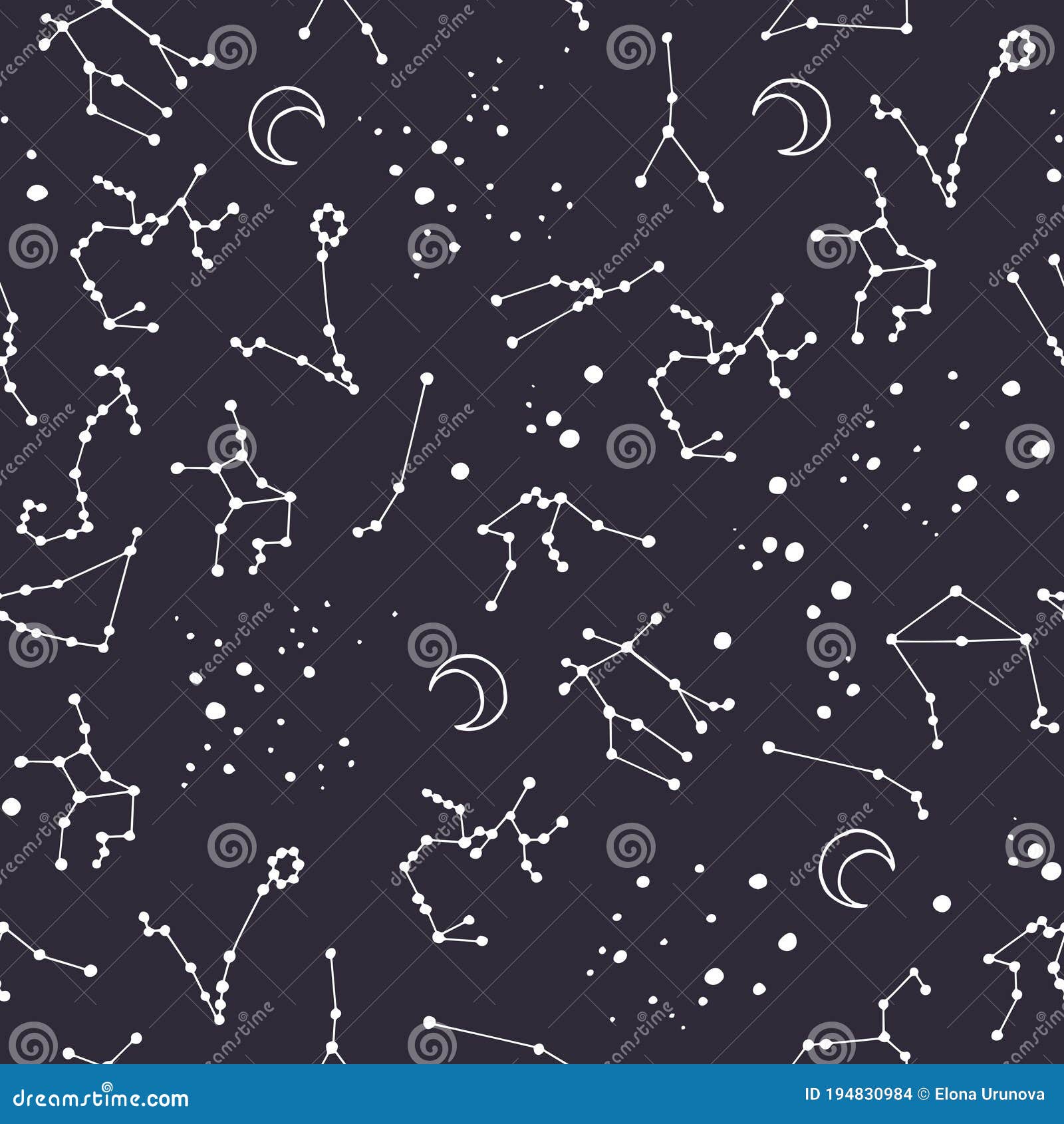 Constellations Of The Zodiac Signs. Vector Seamless Pattern ...