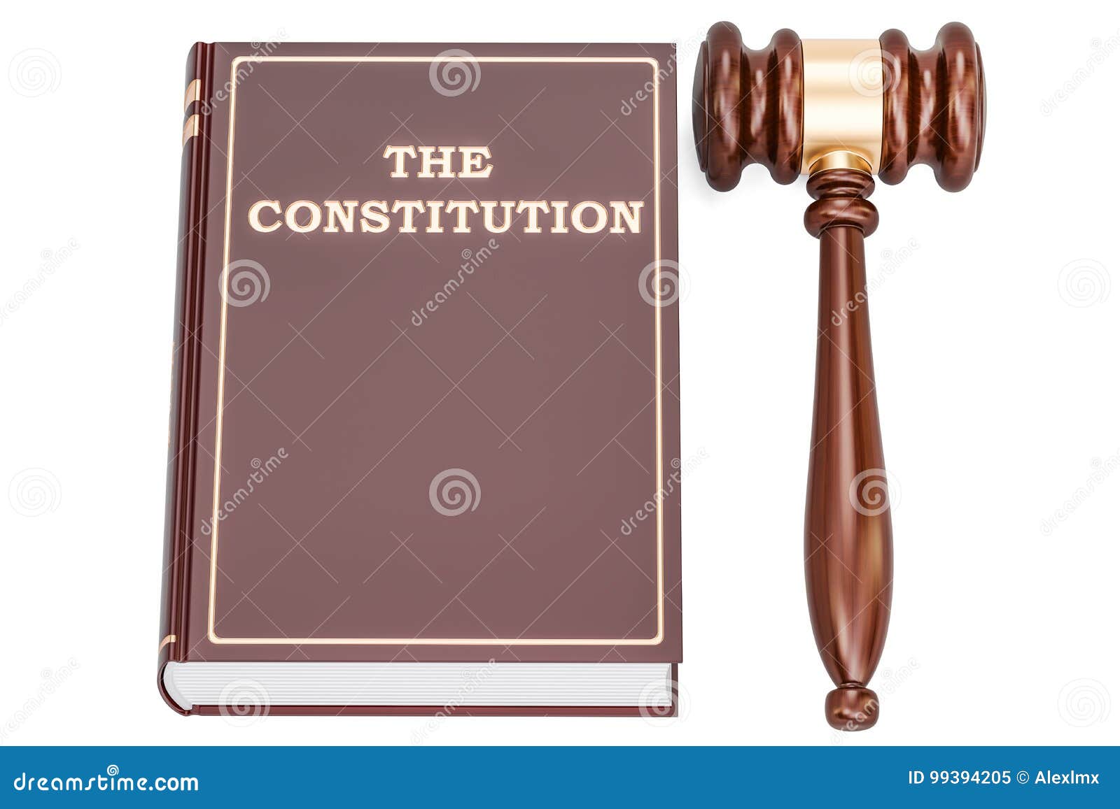 Constitution Book with Gavel, 3D Rendering Stock Illustration ...