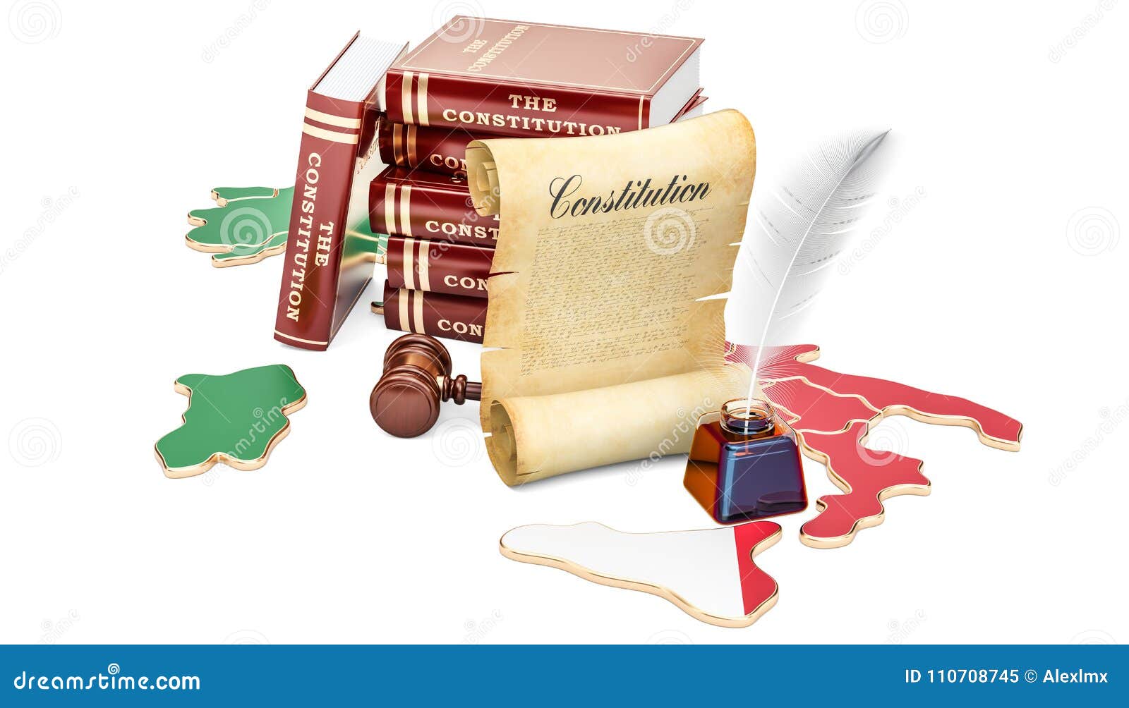 Constitution of Italy Concept, 3D Rendering Stock Illustration ...