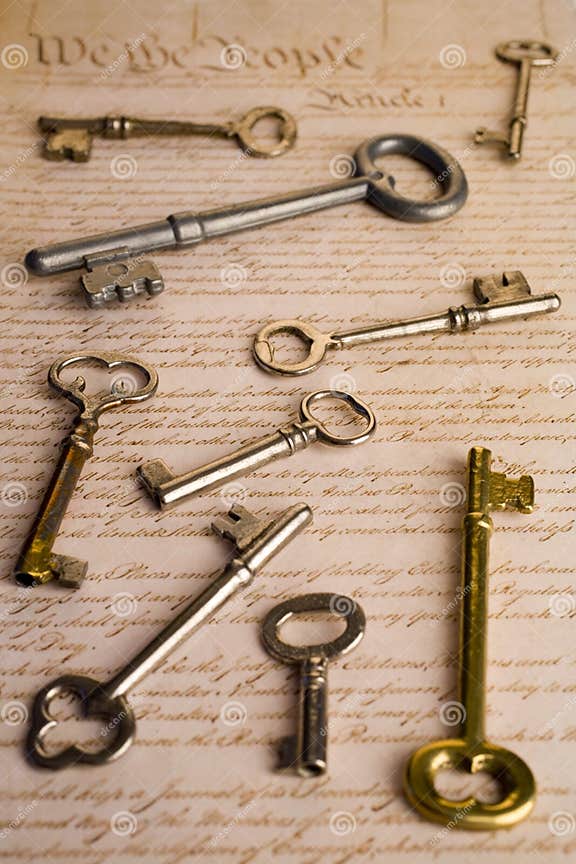 Constitution and Keys stock image. Image of america, document - 26071725
