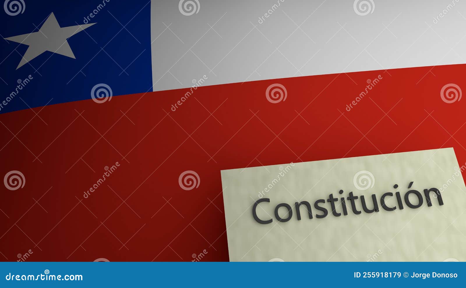 Constitution Text Representation Above the Flag of Chile. 3d Render ...