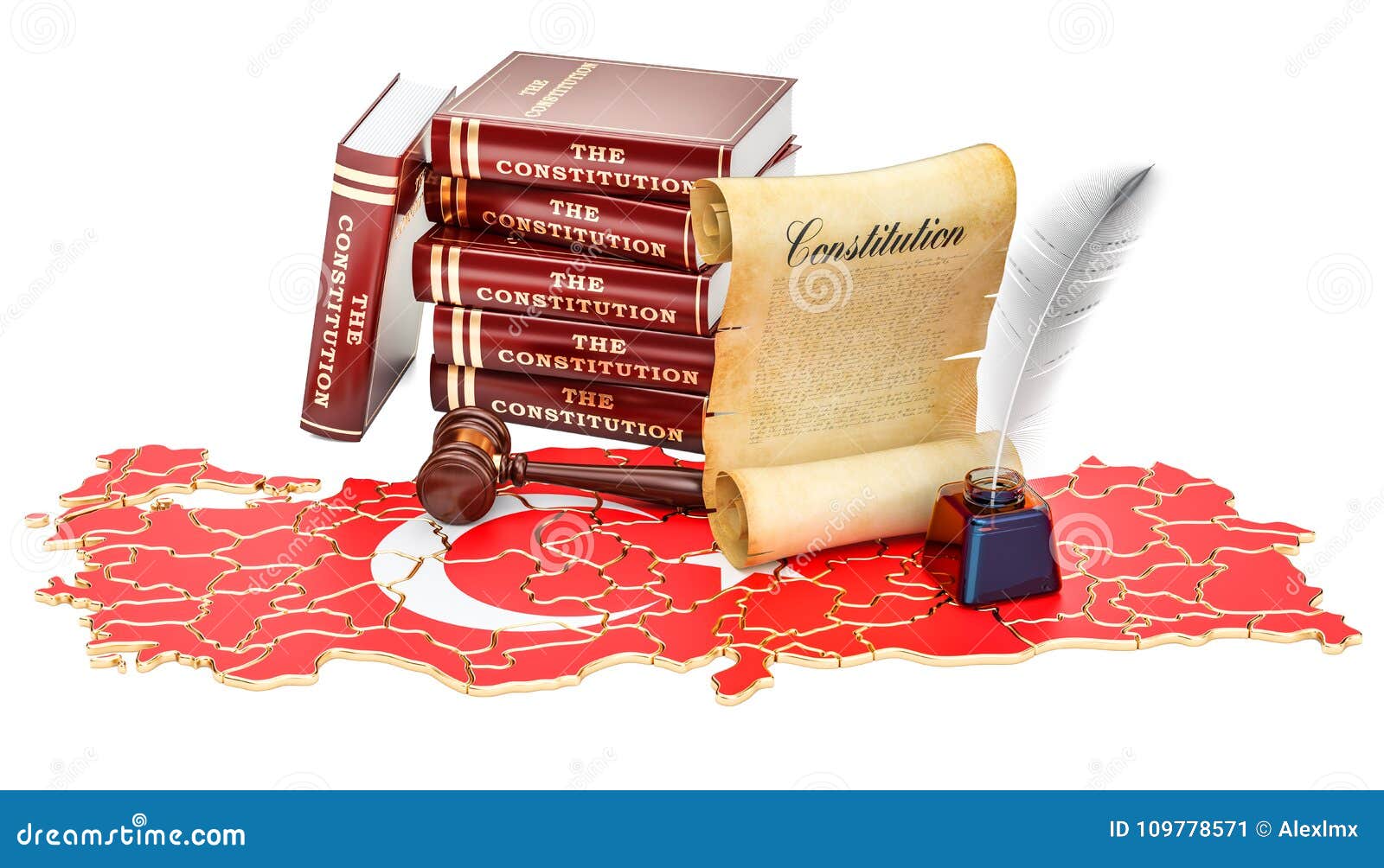 Constitution of Turkey Concept, 3D Rendering Stock Illustration ...