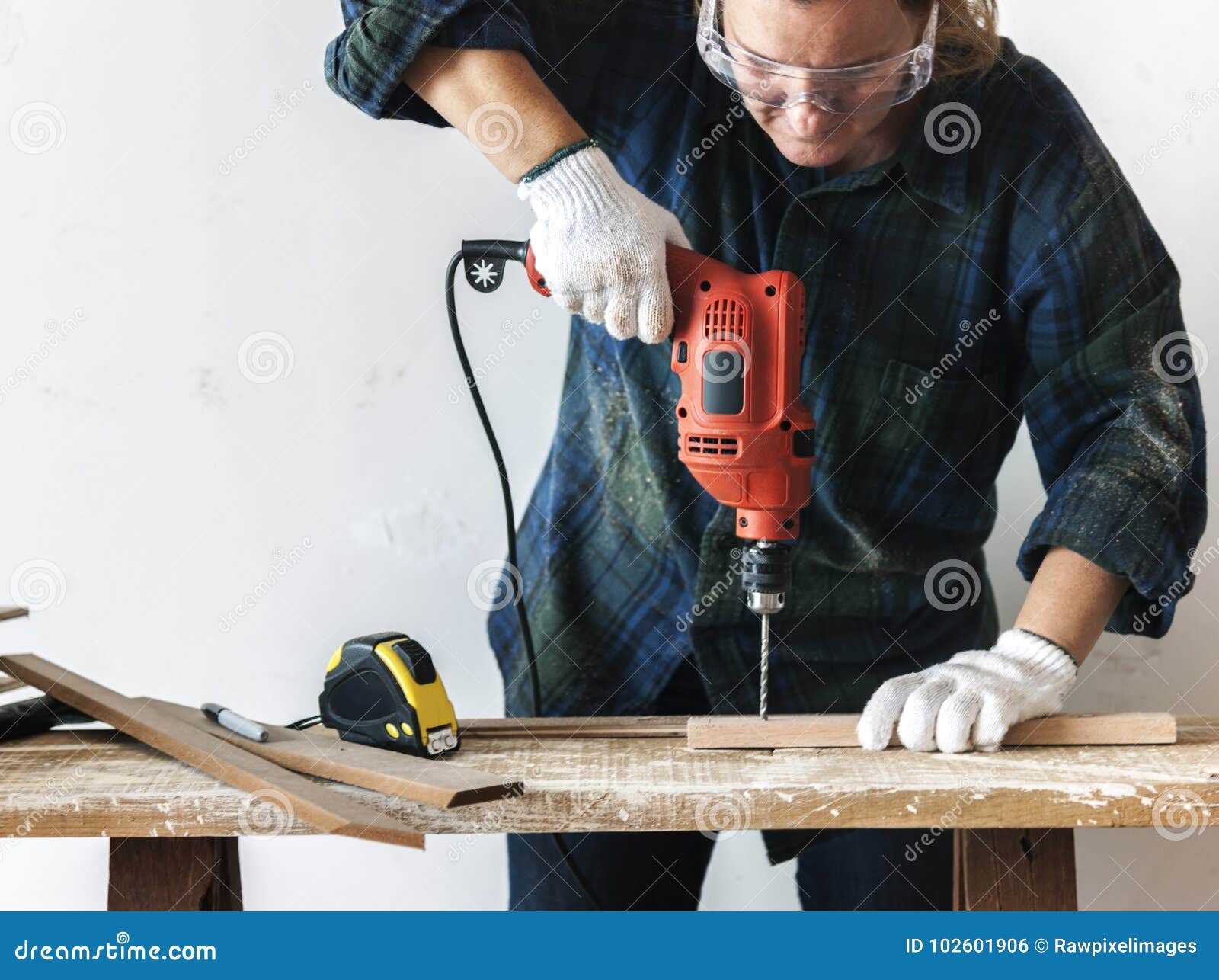 Constractor Handyman Working and Using Screwdriver Stock Photo - Image ...