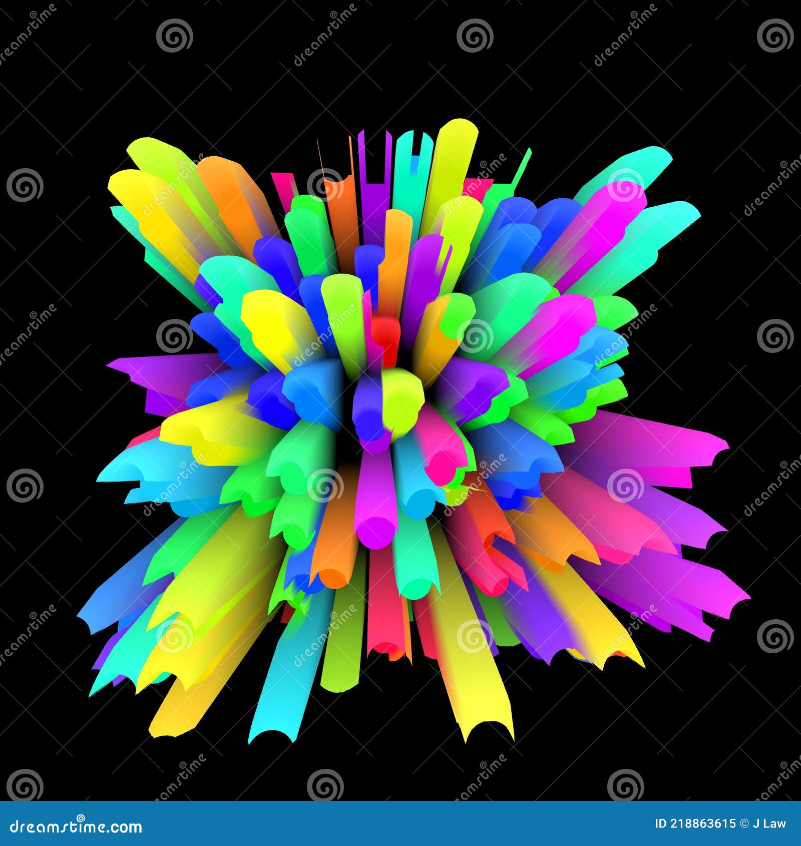 Constrained Explosion of Many Rainbow Coloured Columns Stock ...