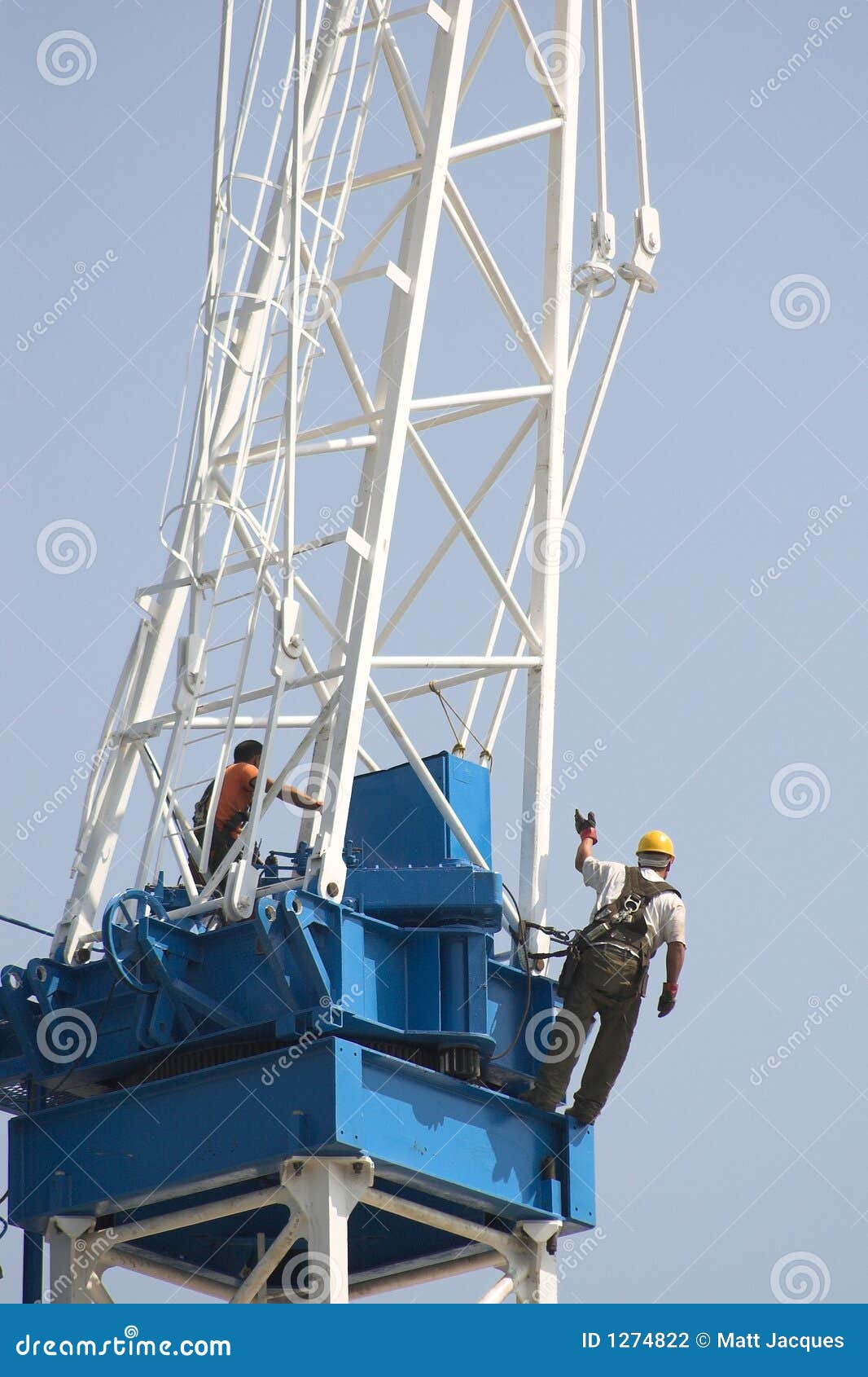 Constrction Worker on Crane Stock Photo - Image of lean, labour: 1274822