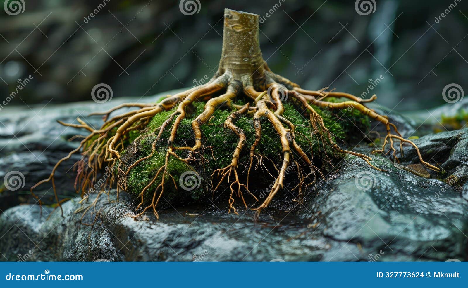 Constricted Tree Roots on a Wet Rock Stock Photo - Image of complex ...