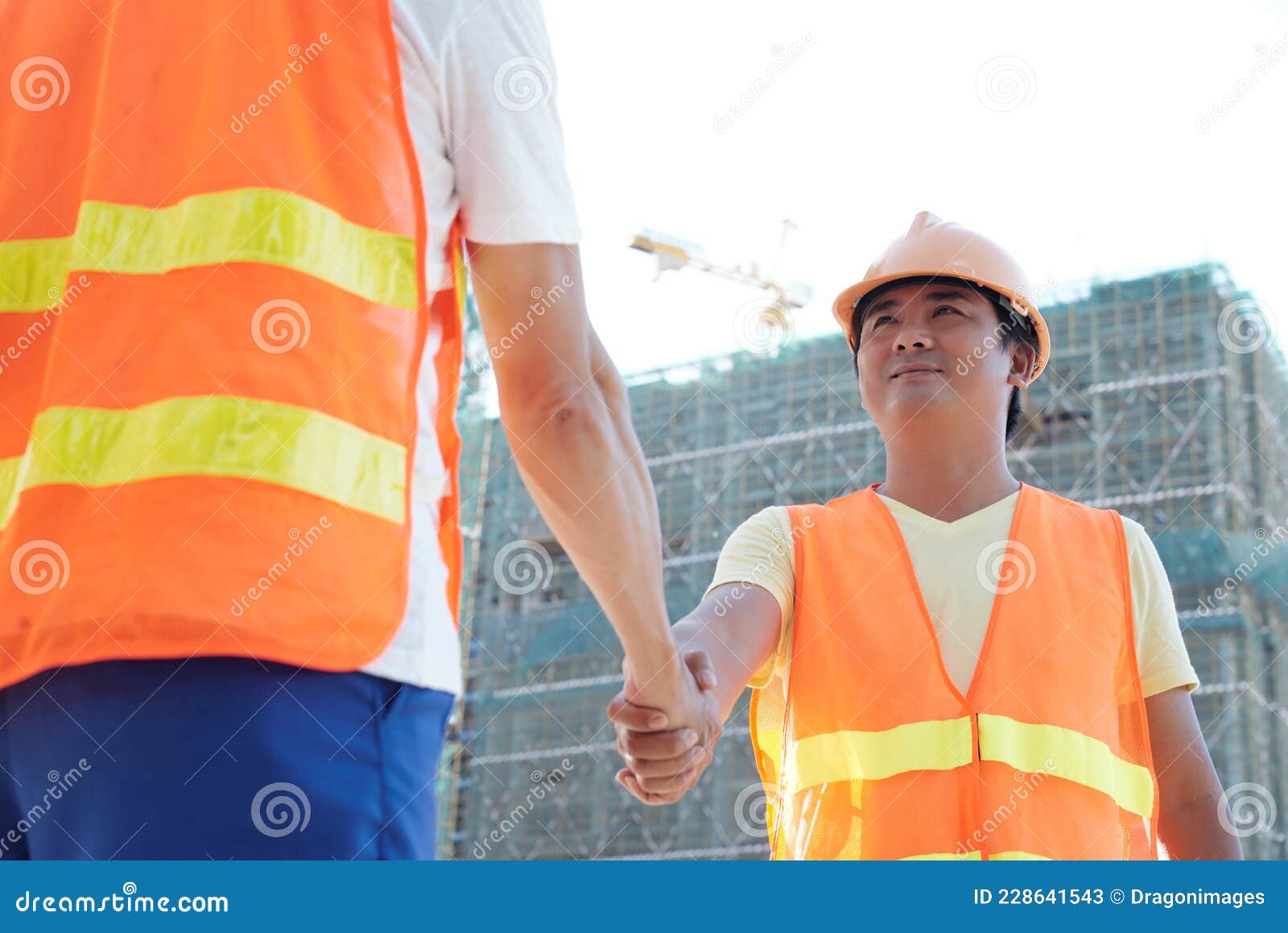 Constriction Worker Shaking Hand of Contractor Stock Image - Image of ...