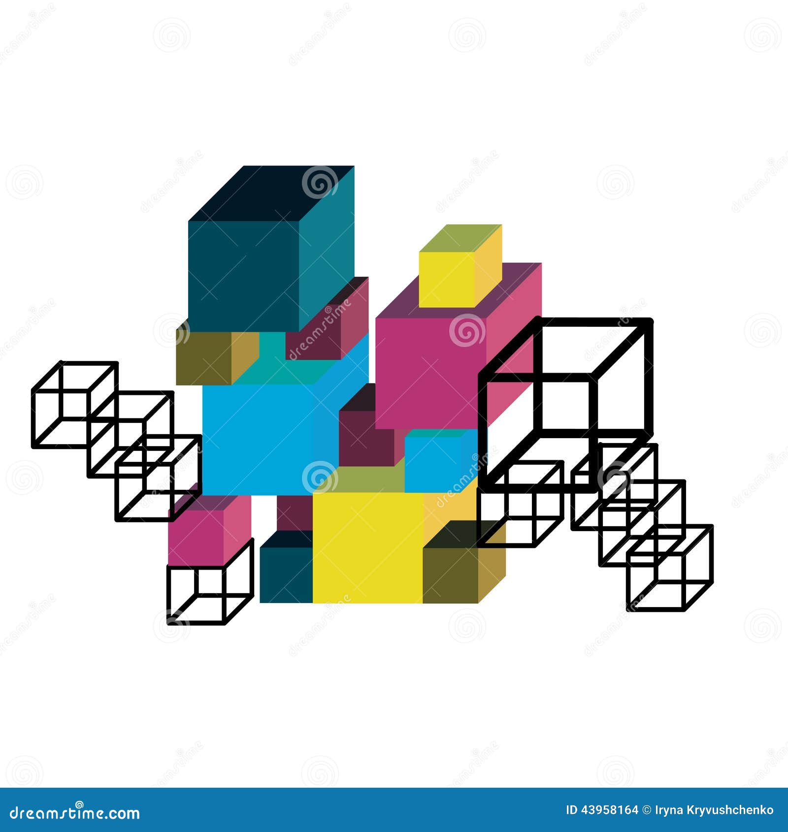 Construção Abstrata Do Cubo Ilustração do Vetor - Ilustração de arte ...