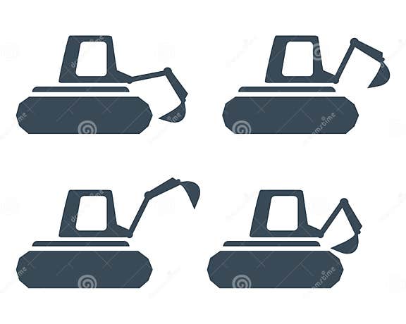 Construcción Digger Icon Set Ilustración del Vector - Ilustración de ...