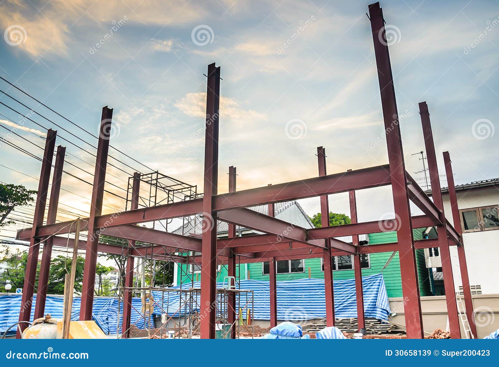 Construct site stock image. Image of crane, background - 30658139