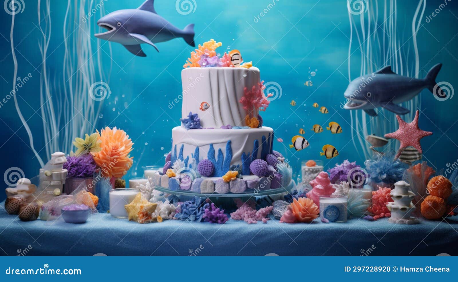 Construct An Under-the-sea Birthday Party With A Cake Stock Photography ...