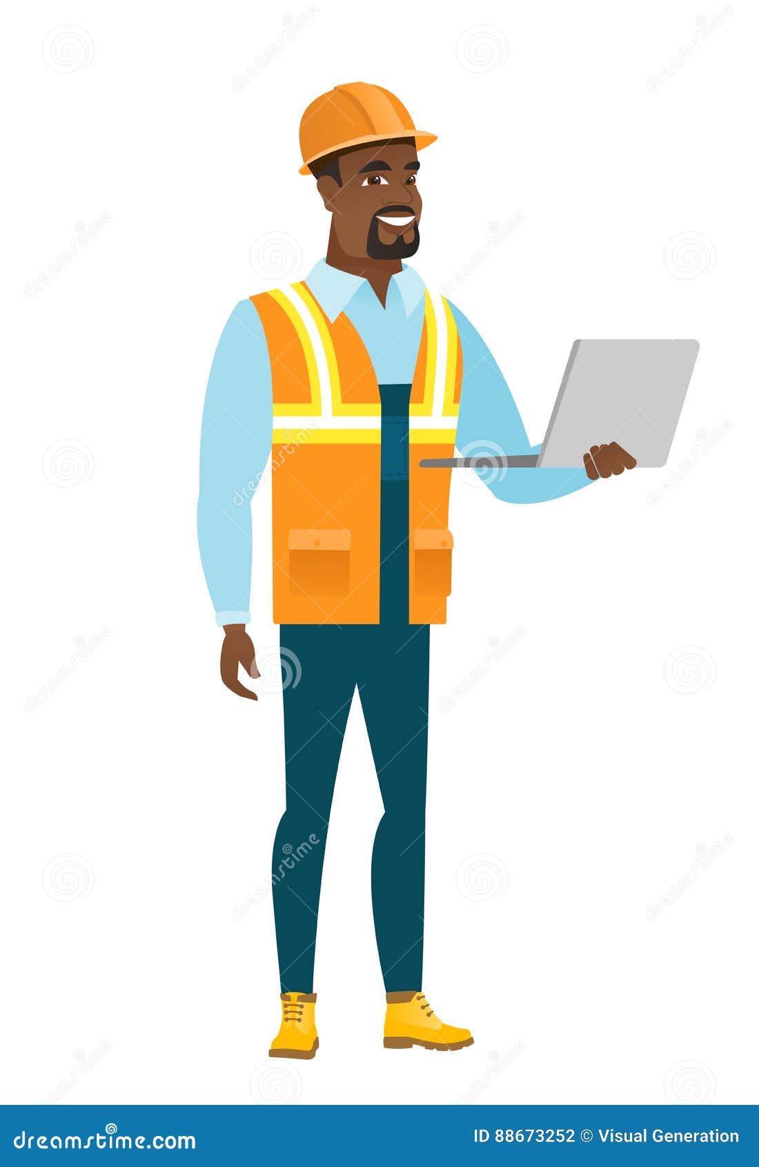 Constructeur Utilisant L'illustration De Vecteur D'ordinateur Portable ...