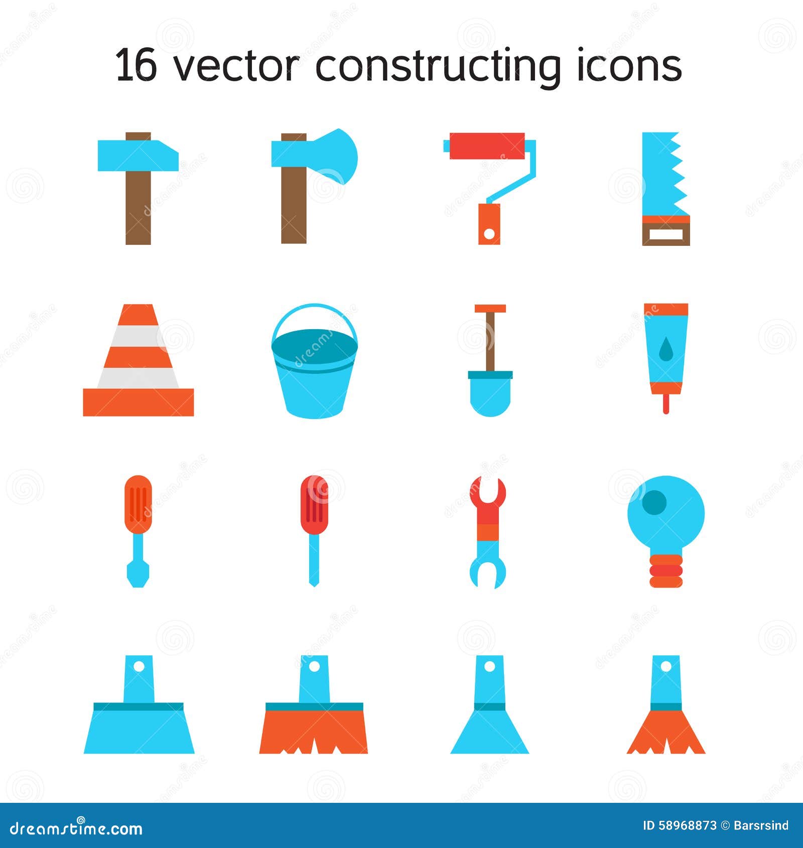 Constructing and Building Icons Set Stock Vector - Illustration of ...