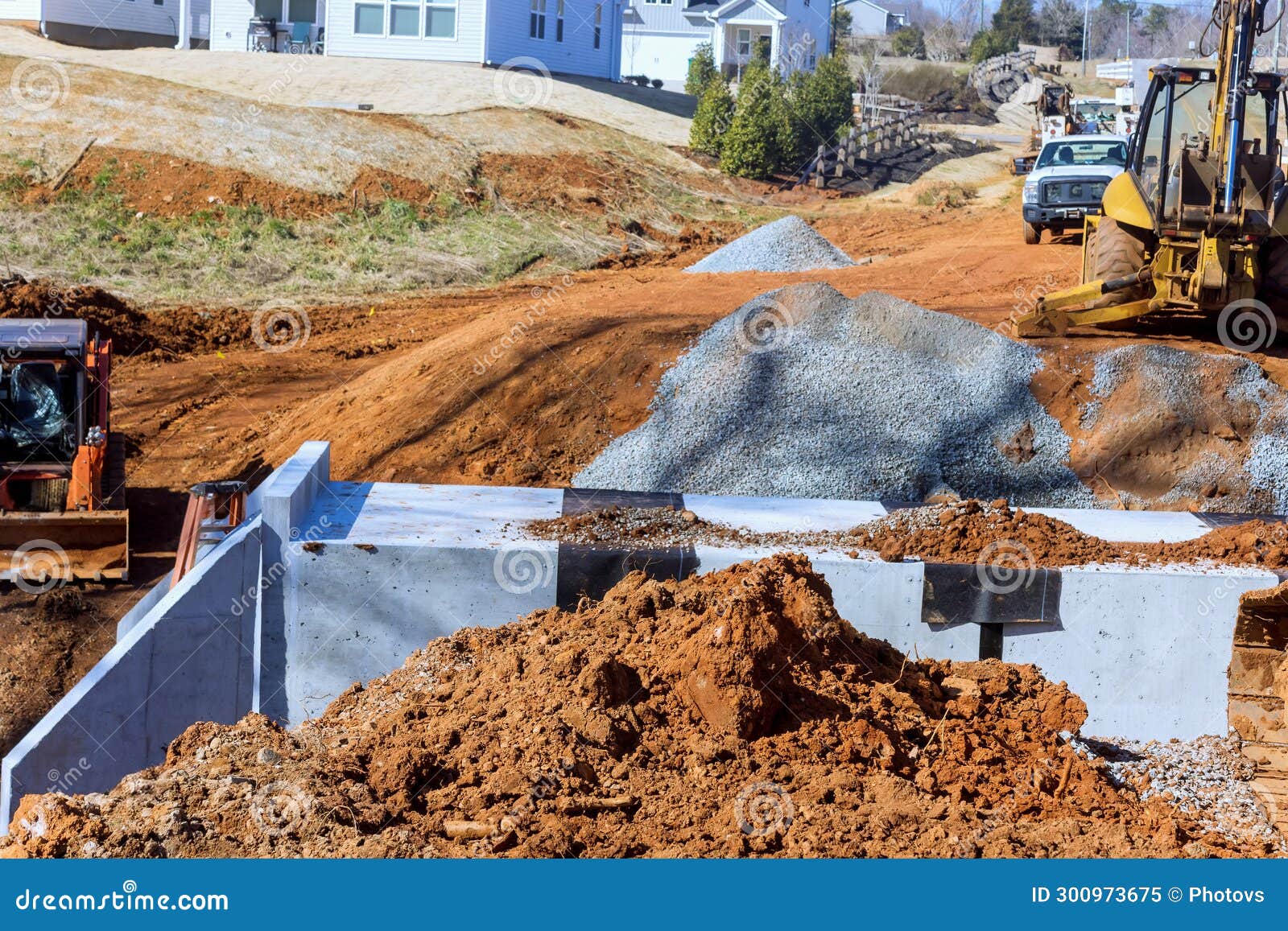 Constructing a Concrete Bridge Over Stream in Countryside Stock Image ...
