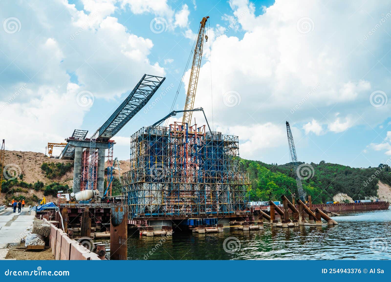 Constructing Concrete Pillars of the Bridge. Stock Photo - Image of ... Constructing Concrete Pillars of the Bridge. Stock Photo - Image of ...