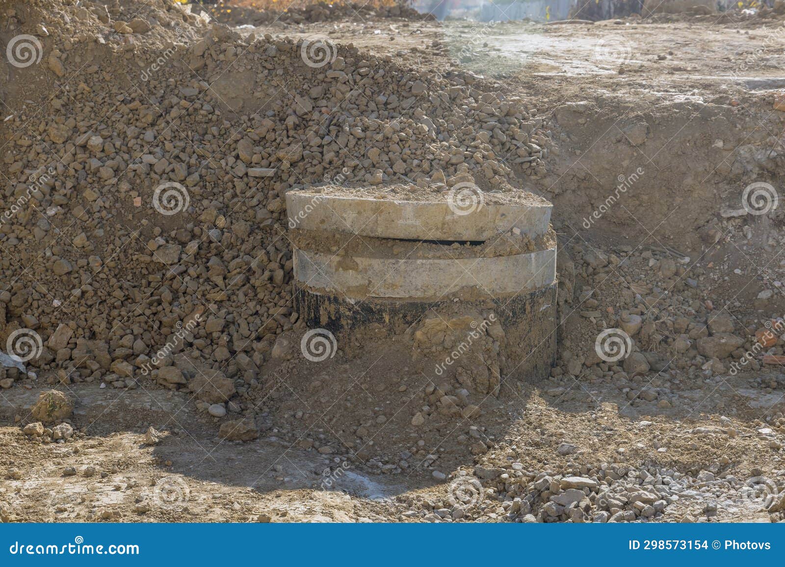 Constructing Earthworks To Collect Wastewater a Breaking Asphalt Stock ...