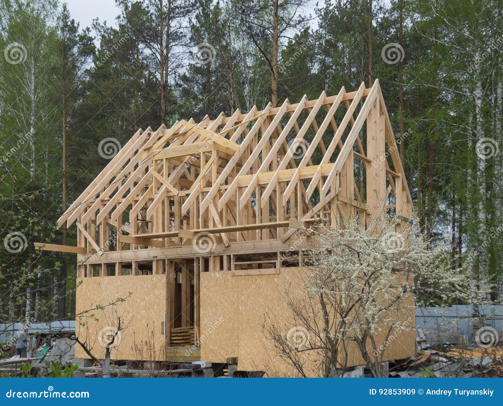 Constructing Frame House Near the Forest Editorial Stock Image - Image ...