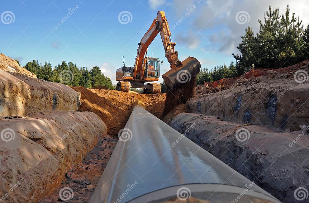 Constructing a Pipeline -working in a Confined Space Stock Image ...