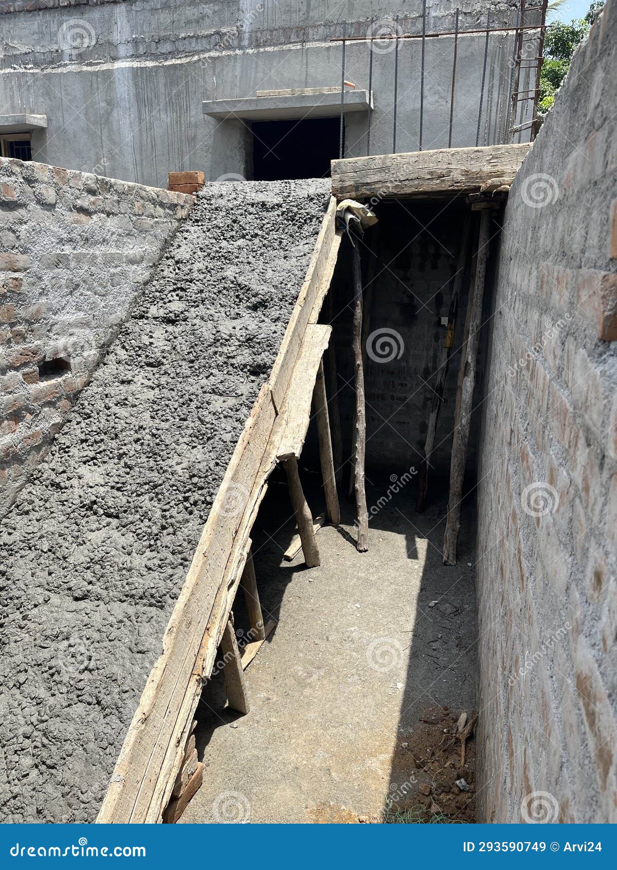 Constructing a Stairway To the First Floor of a House Stock Image ...