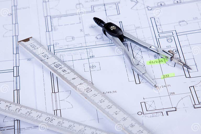 Constructino plans stock image. Image of engineer, blueprint - 12724245