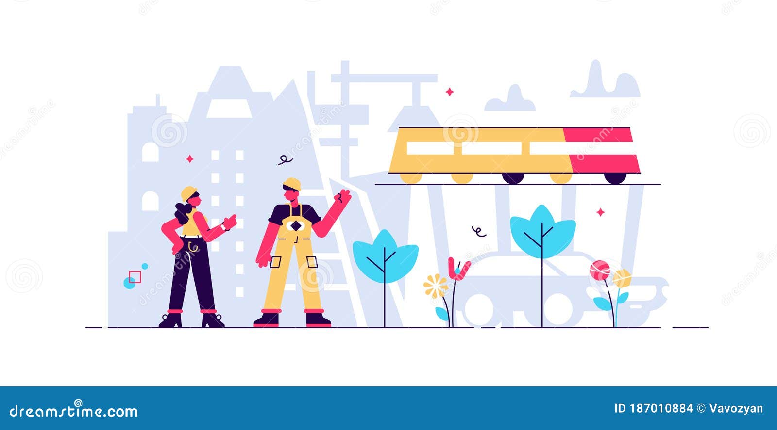 Civil Engineering Vector Illustration. Tiny Stock Vector - Illustration ...