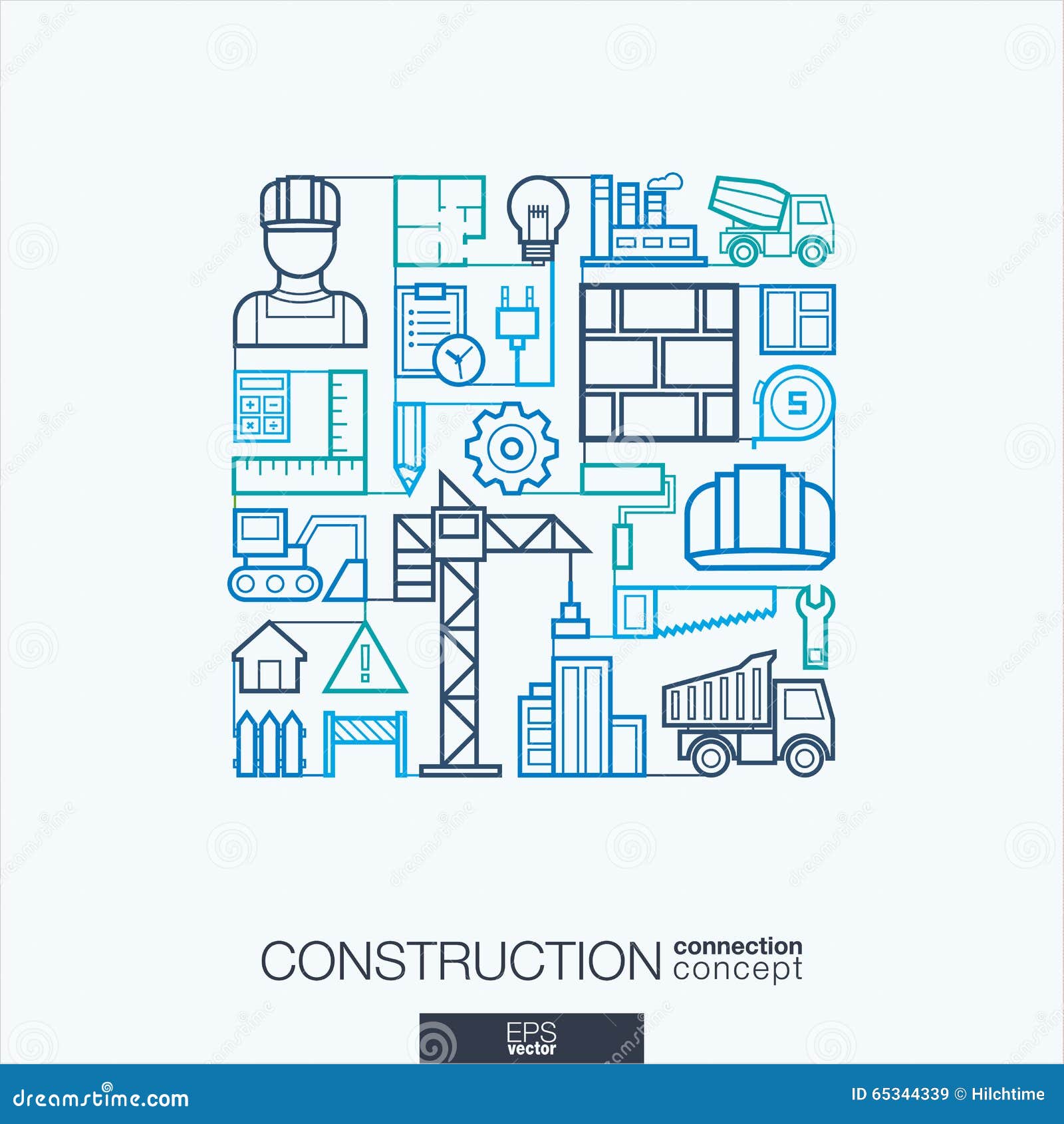 Construction Abstract Background, Integrated Thin Line Symbols. Stock ...