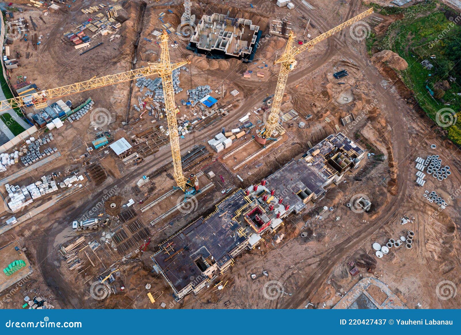 Construction aerial view stock image. Image of occupation - 220427437
