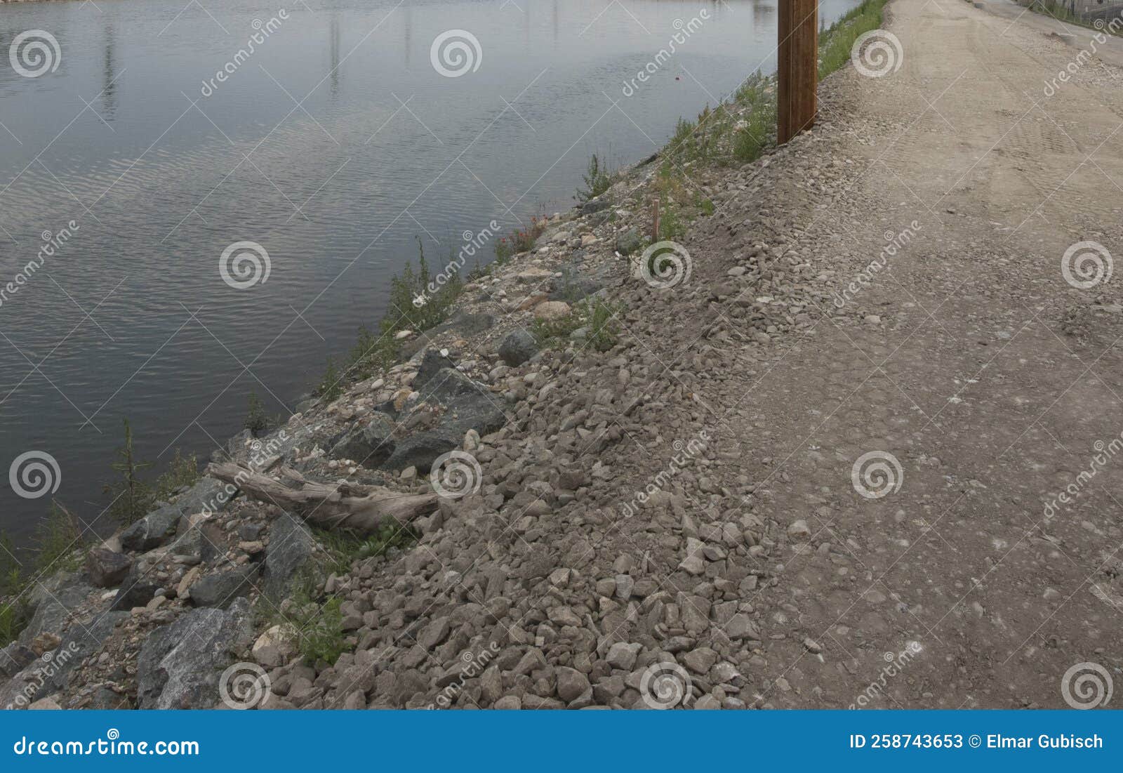 Construction Aggregate in River Regulation Stock Image - Image of river ...