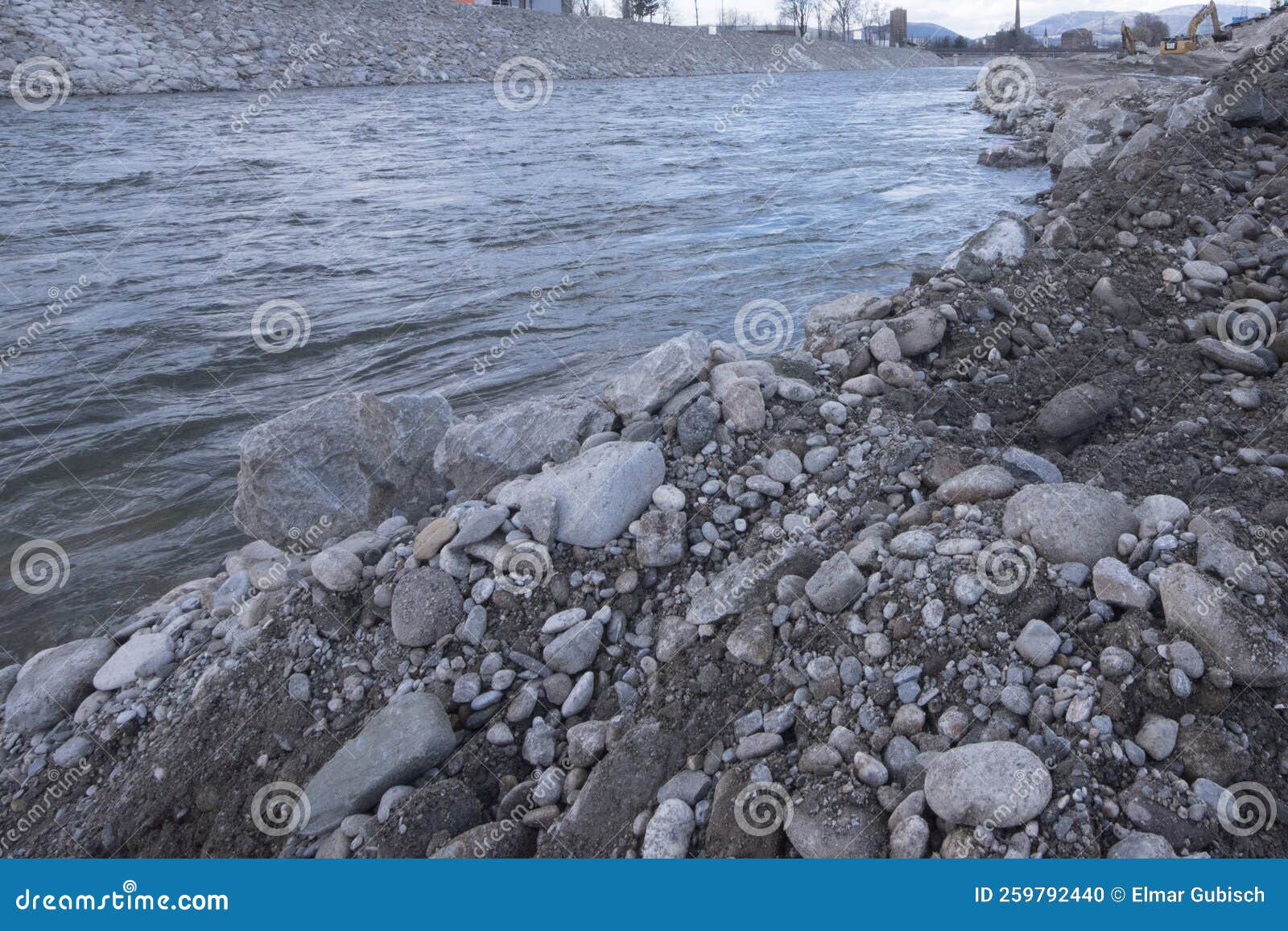 Construction Aggregate in River Regulation Stock Photo - Image of ...