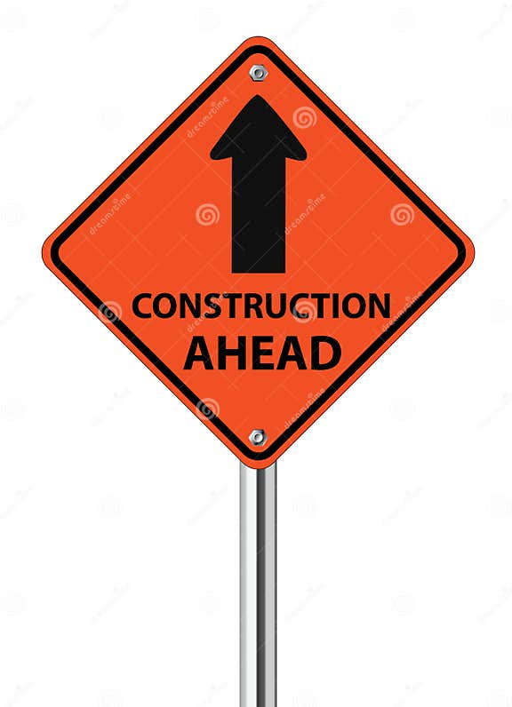 Construction Ahead Traffic Sign Stock Vector - Illustration of alert ...
