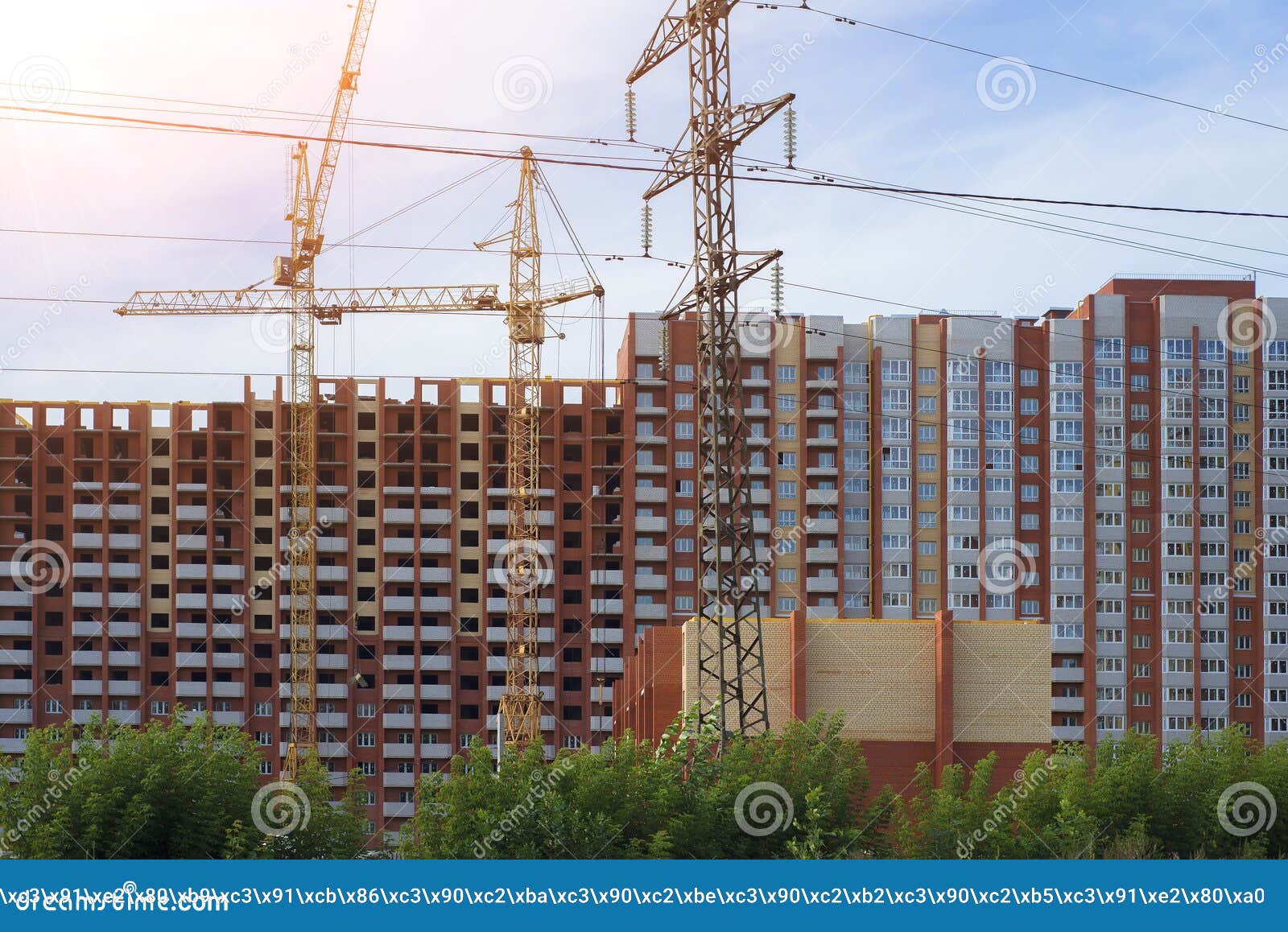 Construction of an Apartment Complex Stock Image - Image of excavator ...