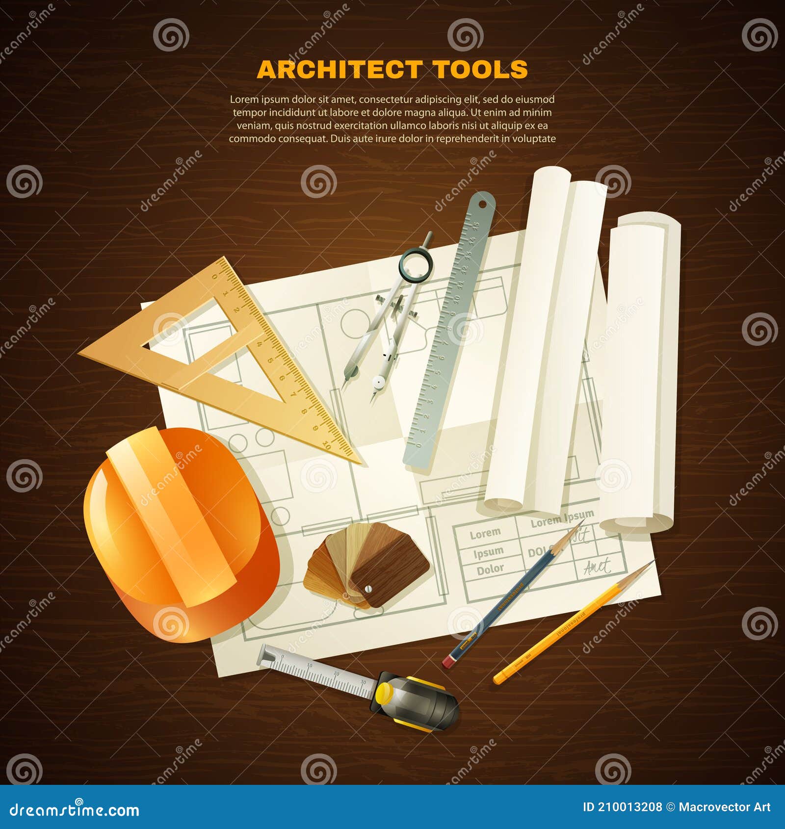 Construction Architect Tools Background Stock Vector - Illustration of ...