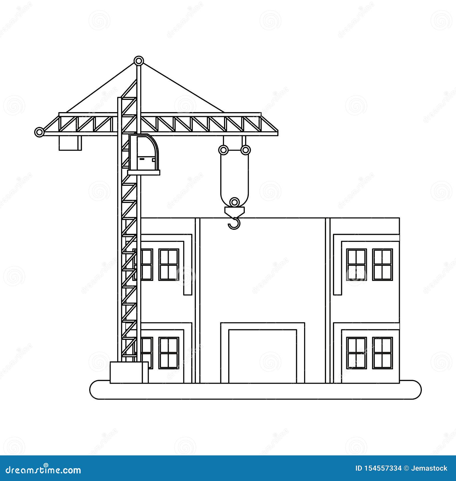 Construction Architectural Engineering Work Cartoon in Black and White ...