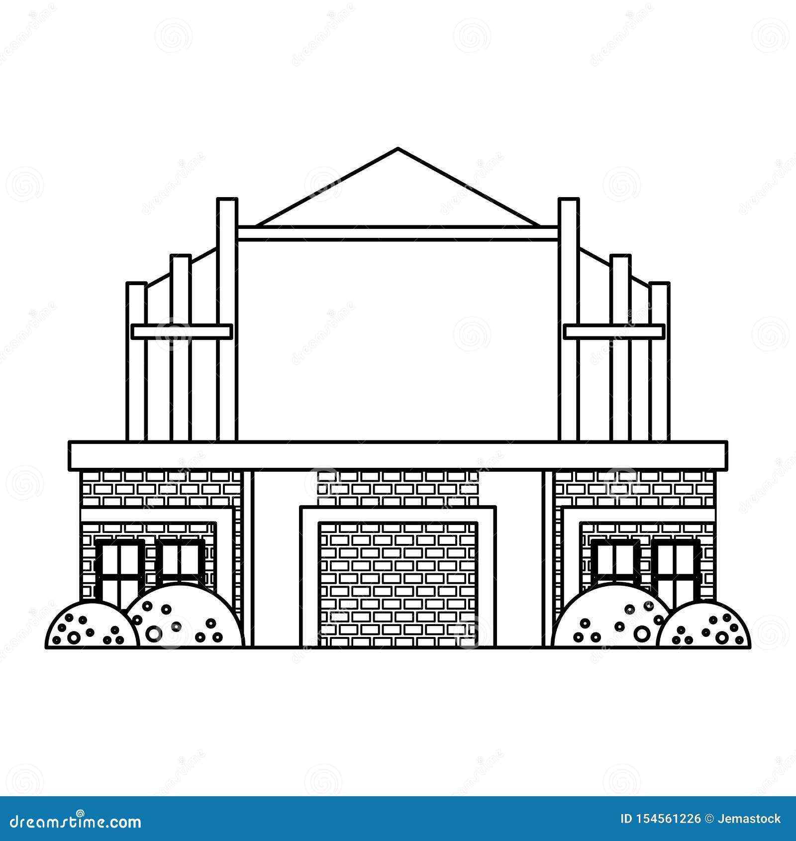 Construction Architectural Engineering Work Cartoon in Black and White ...