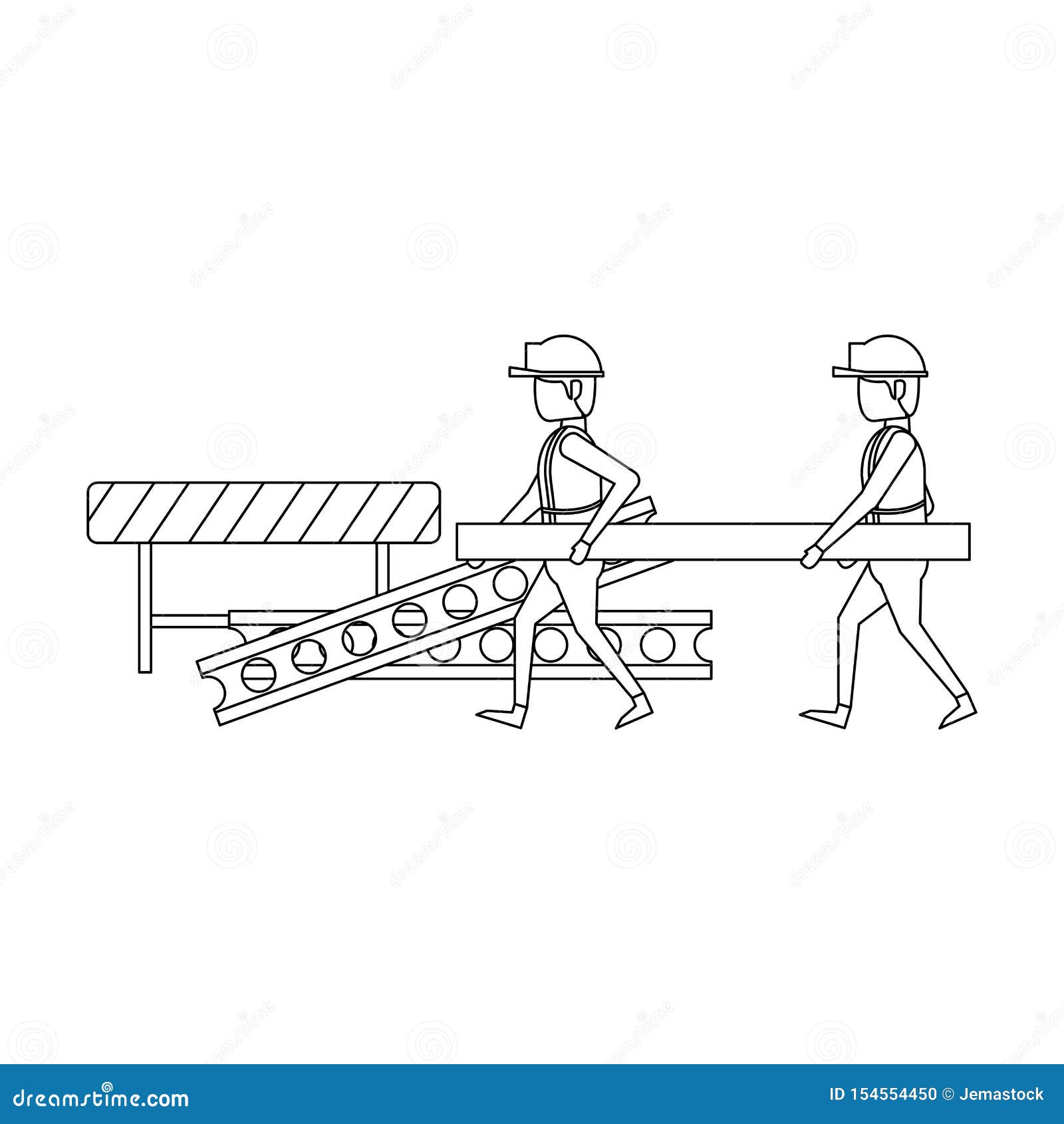 Construction Architectural Engineering Work Cartoon in Black and White ...