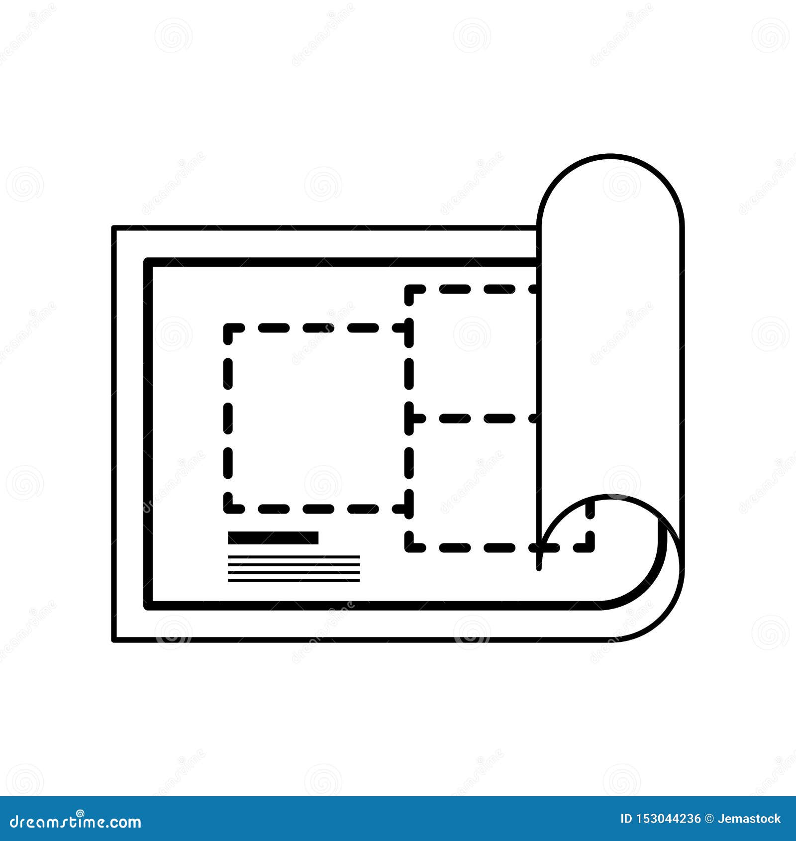 Construction Architectural Project Plan Cartoon in Black and White ...