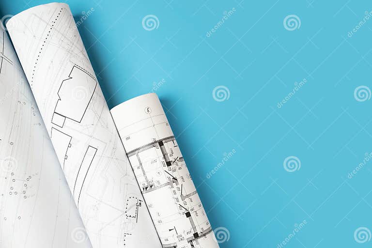 Construction, Architecture, Design, Engineering, Blueprints on a Blue ...