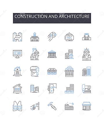 Construction and Architecture Line Icons Collection. Building, Design ...