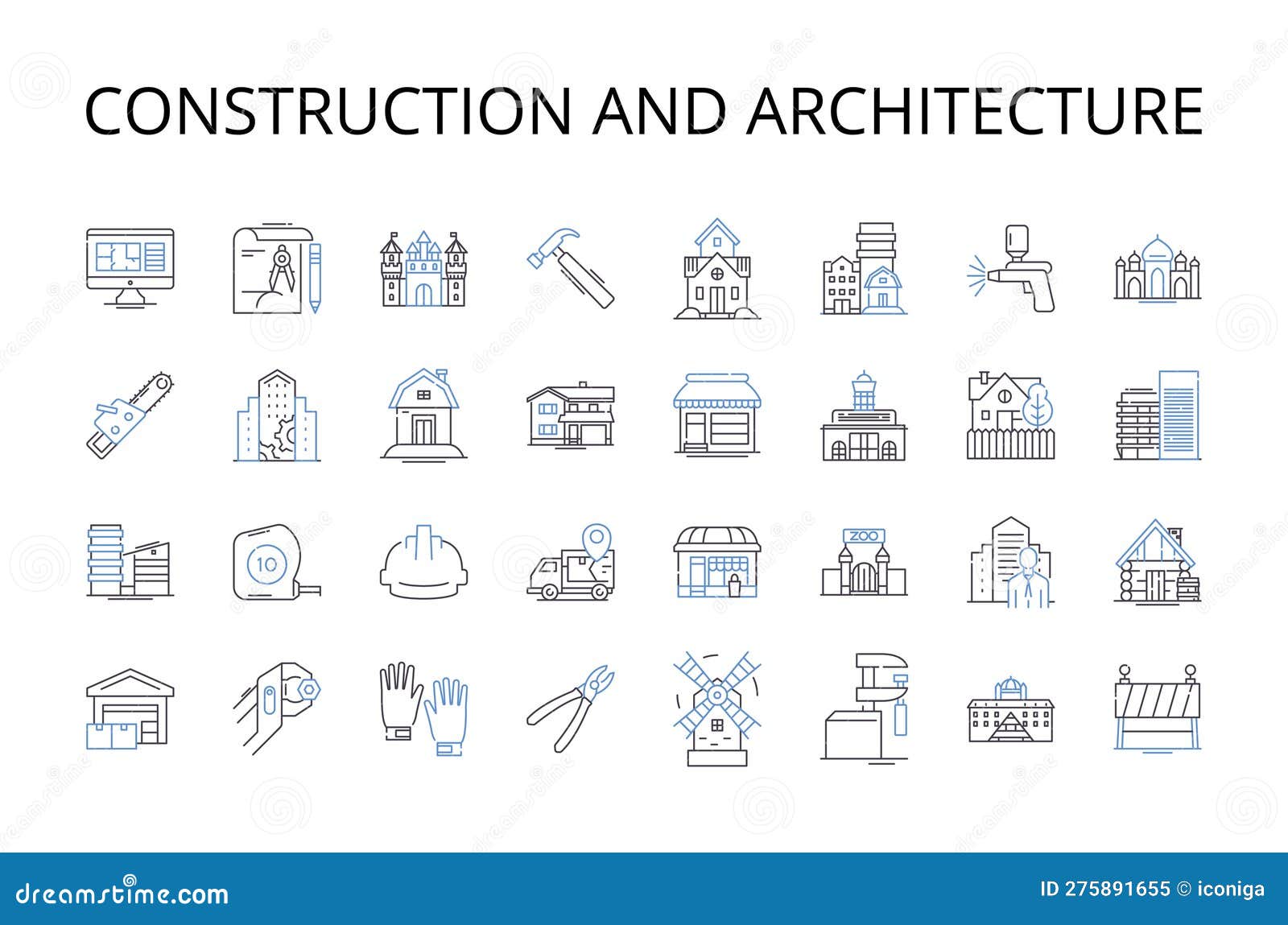 Construction and Architecture Line Icons Collection. Building, Design ...