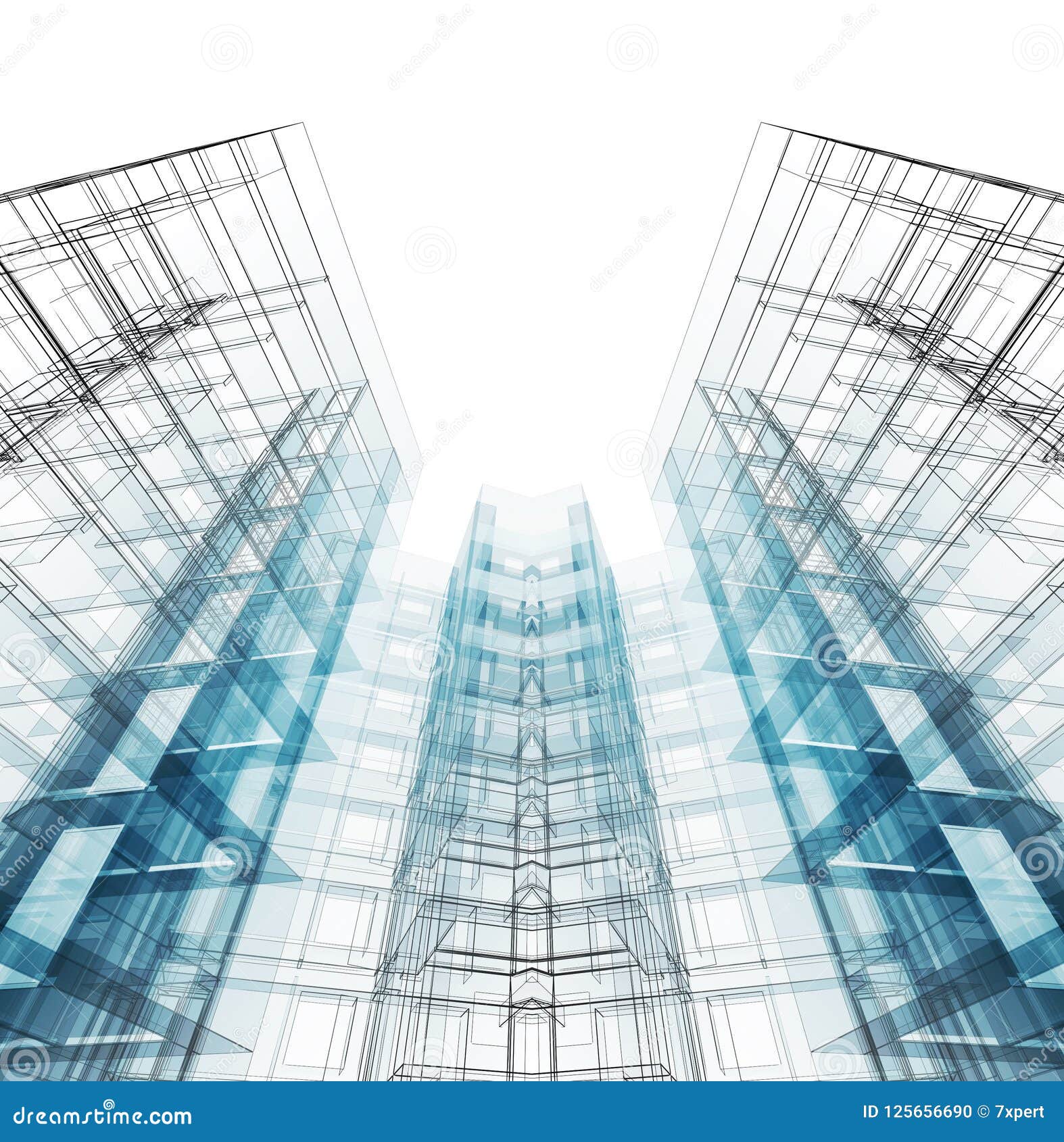 Construction Architecture Project. 3d Rendering Stock Illustration ...