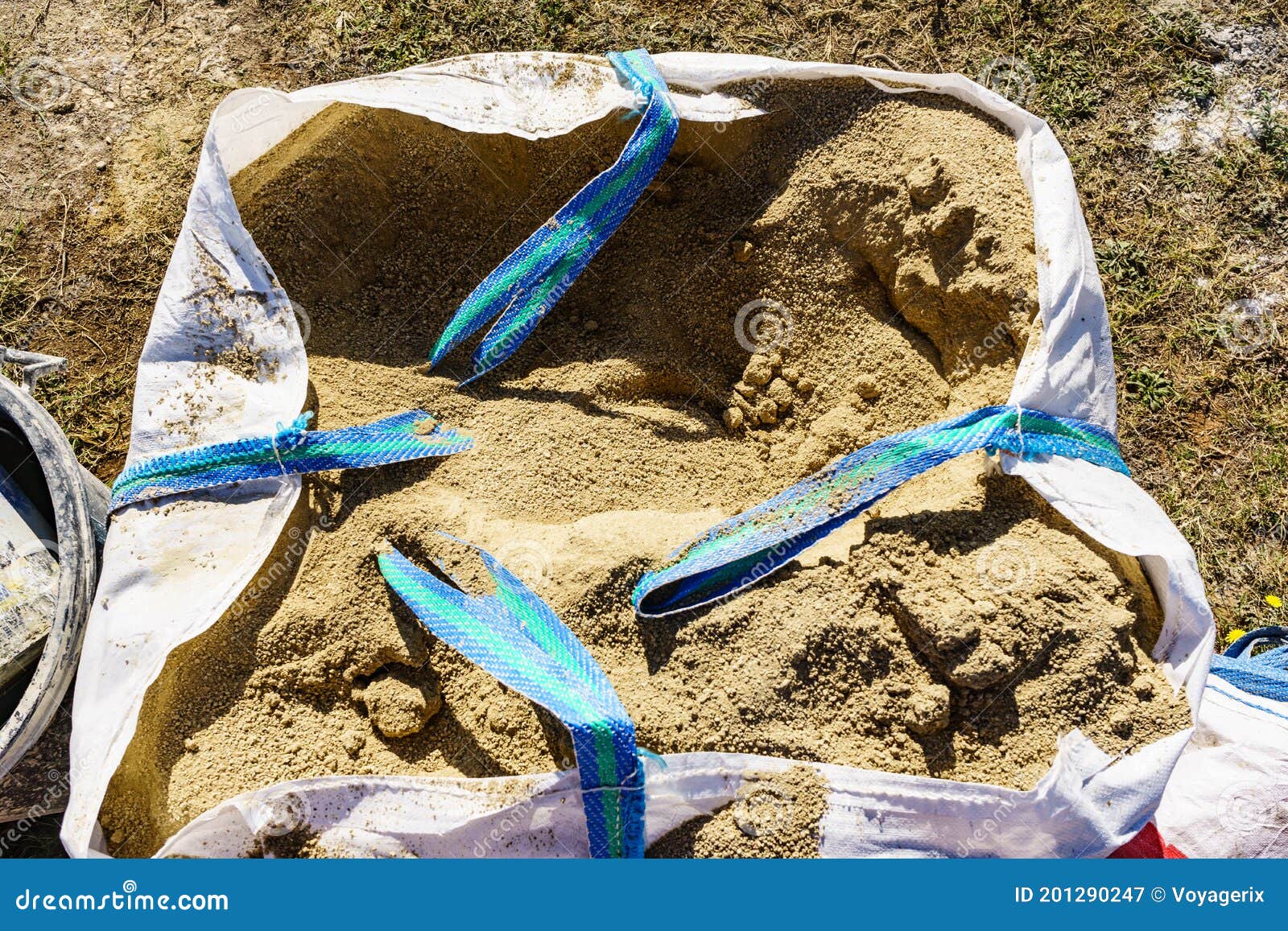 Construction Area with Big Sand Bag Stock Image - Image of sand ...