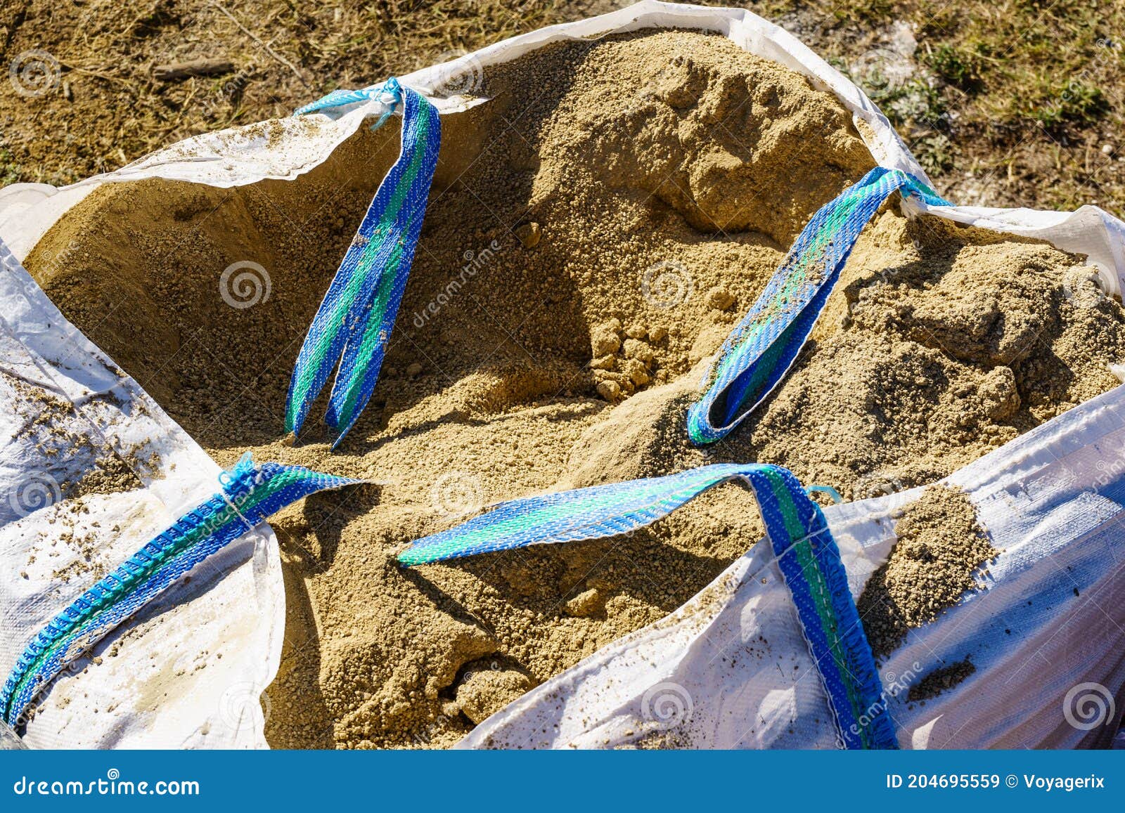 Construction Area with Big Sand Bag Stock Image - Image of work, cement ...